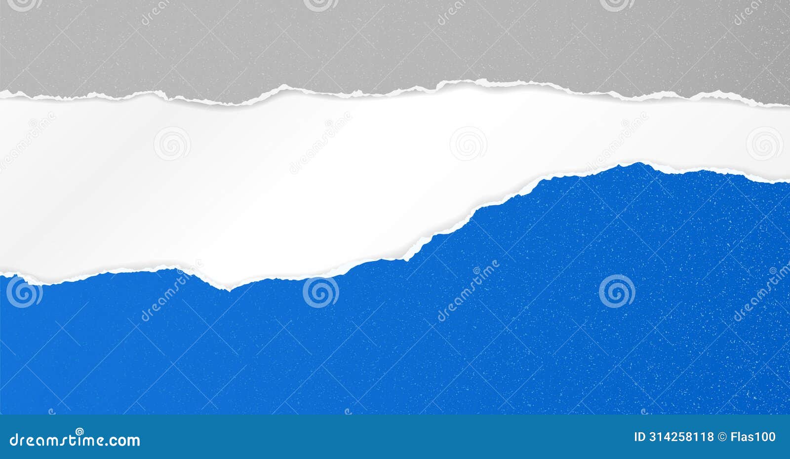 Grey and Blue Dusty Torn Paper Strips with Soft Shadow are on White ...