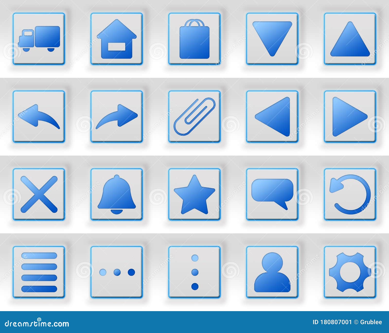 Grey and Blue Gradient Buttons Set Stock Illustration - Illustration of ...