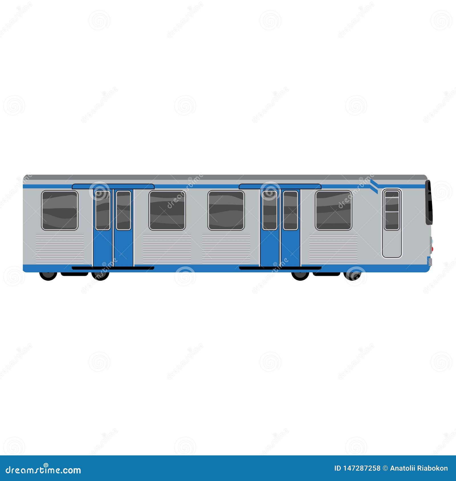Grey Blue Subway Train Icon, Cartoon Style Stock Vector - Illustration ...