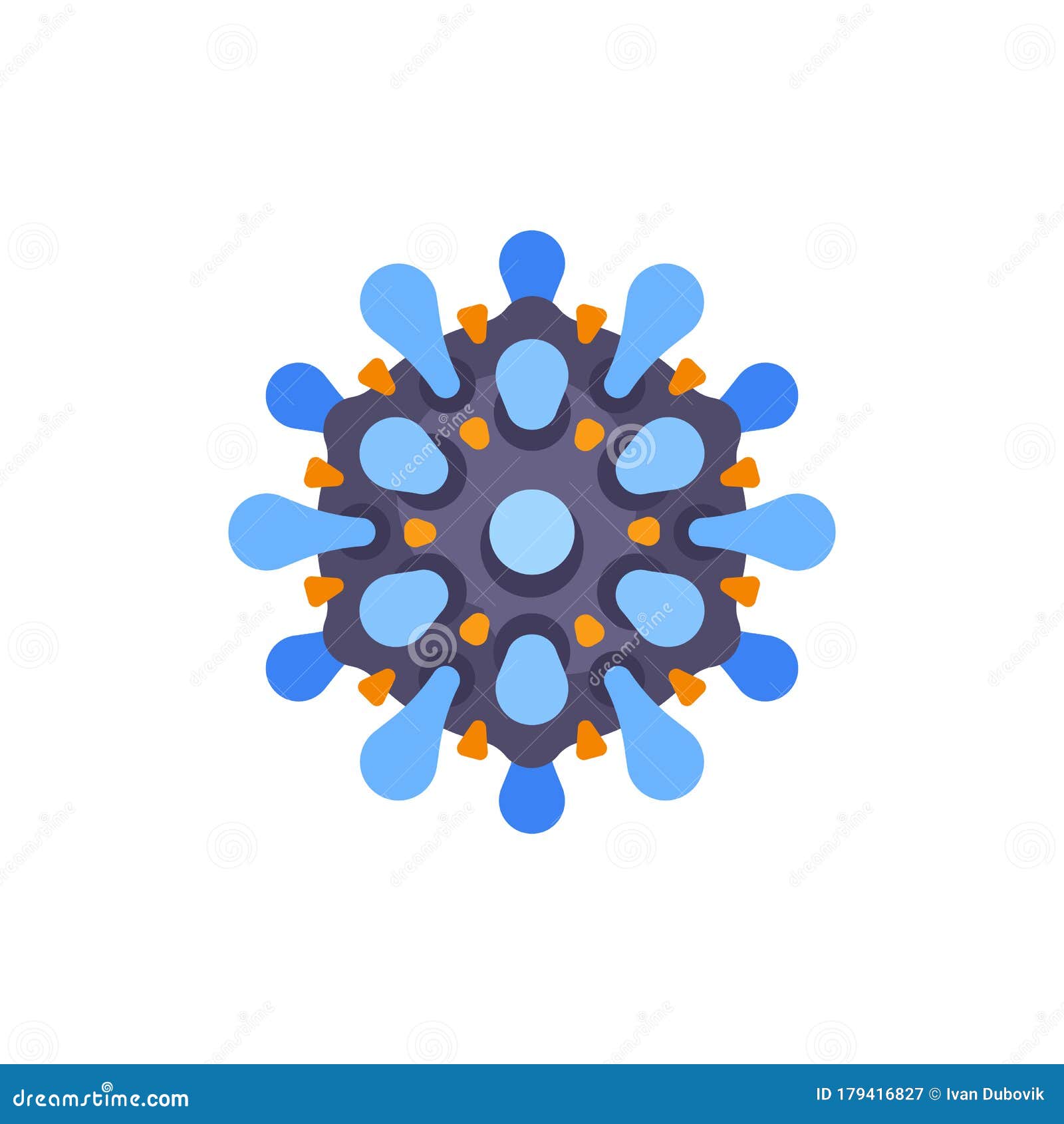 Grey and Blue Virus Flat Icon. SARS-CoV-2 Novel Coronavirus Vector ...