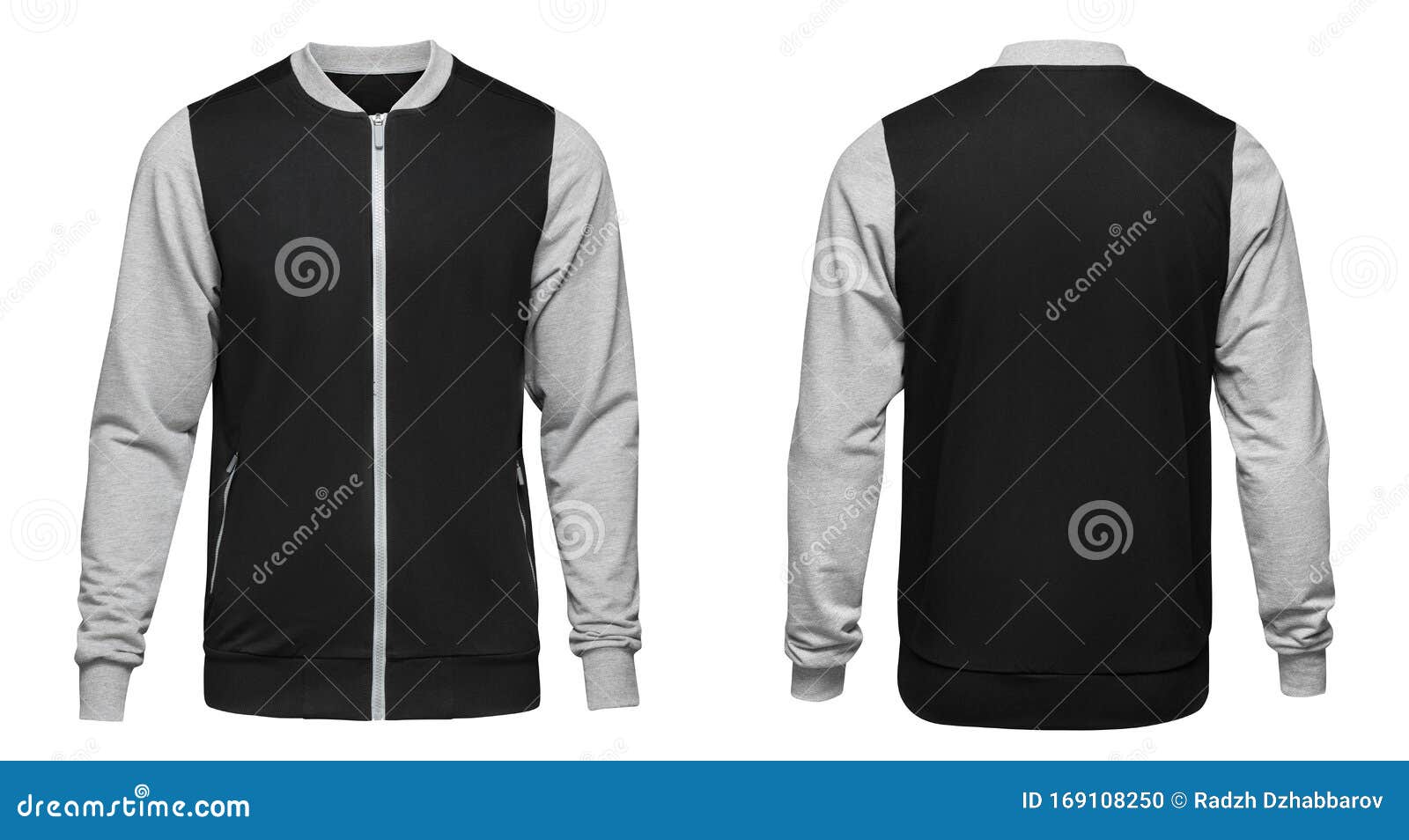 Grey Bomber Jacket Template Used for Your Design Isolated on White ...