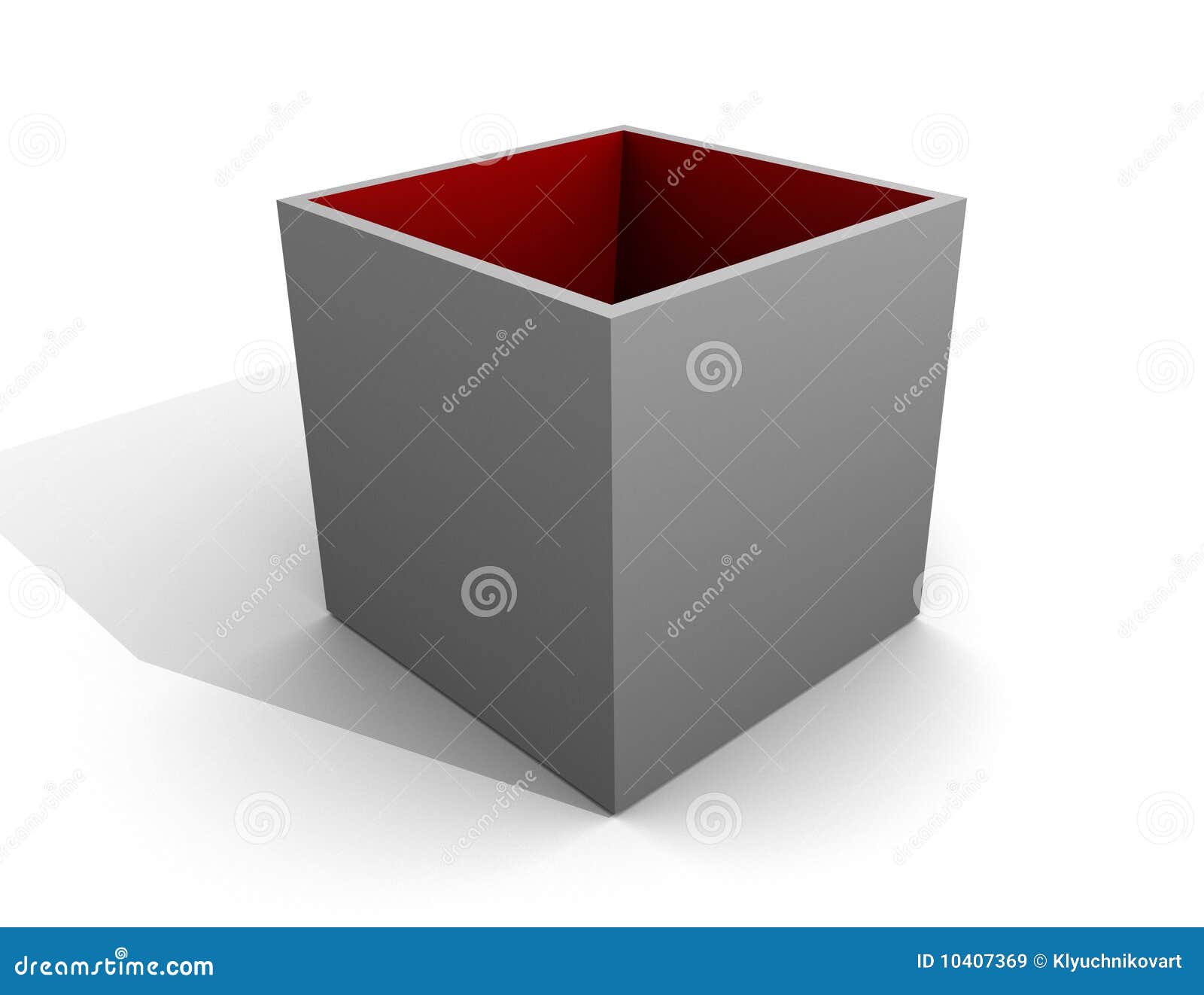 Grey Box Open / Red Inside / Empty Cover Blank Stock Illustration ...