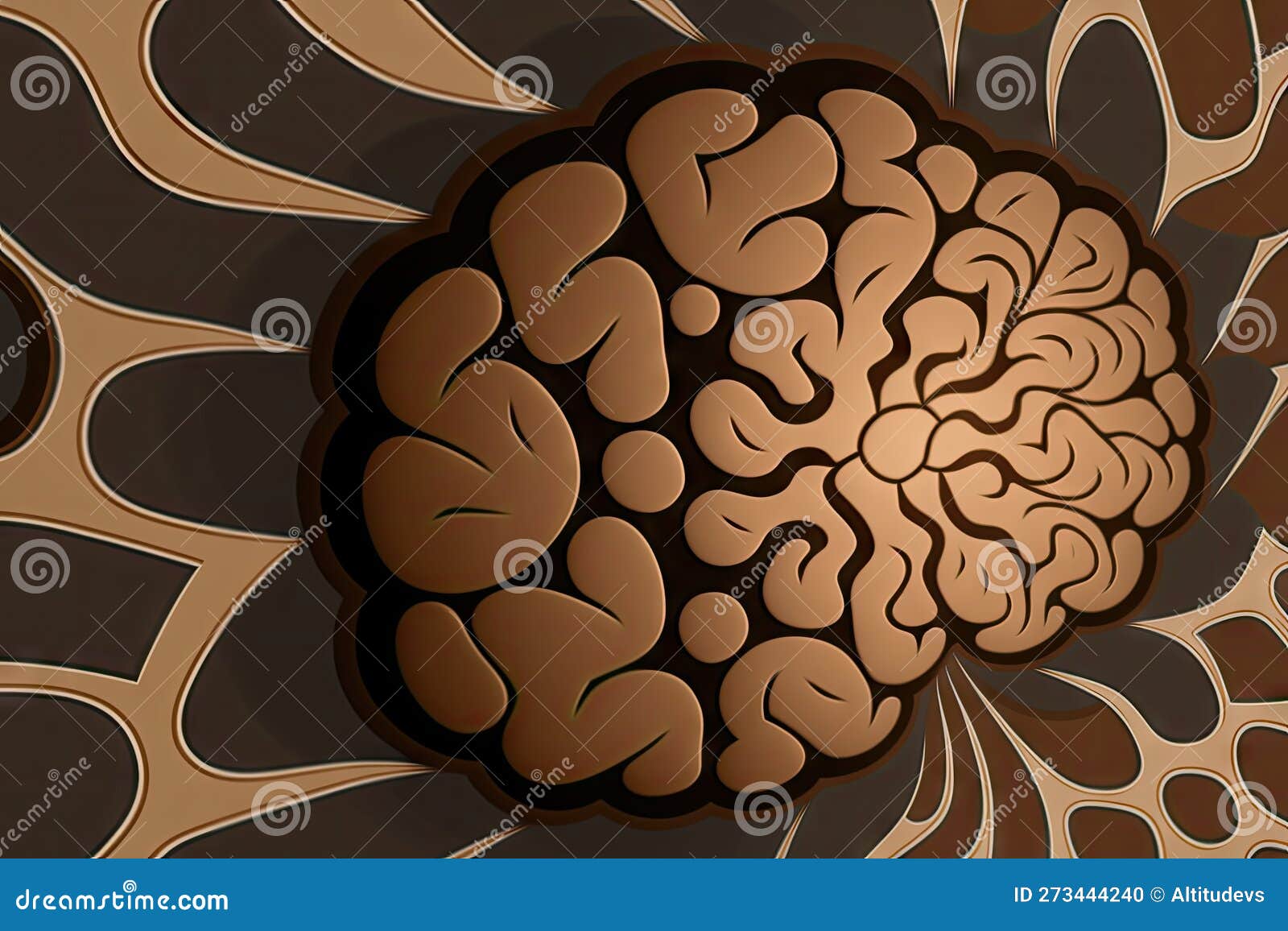 Grey Brain Matter Pattern on Brown Background Abstract Art Stock ...
