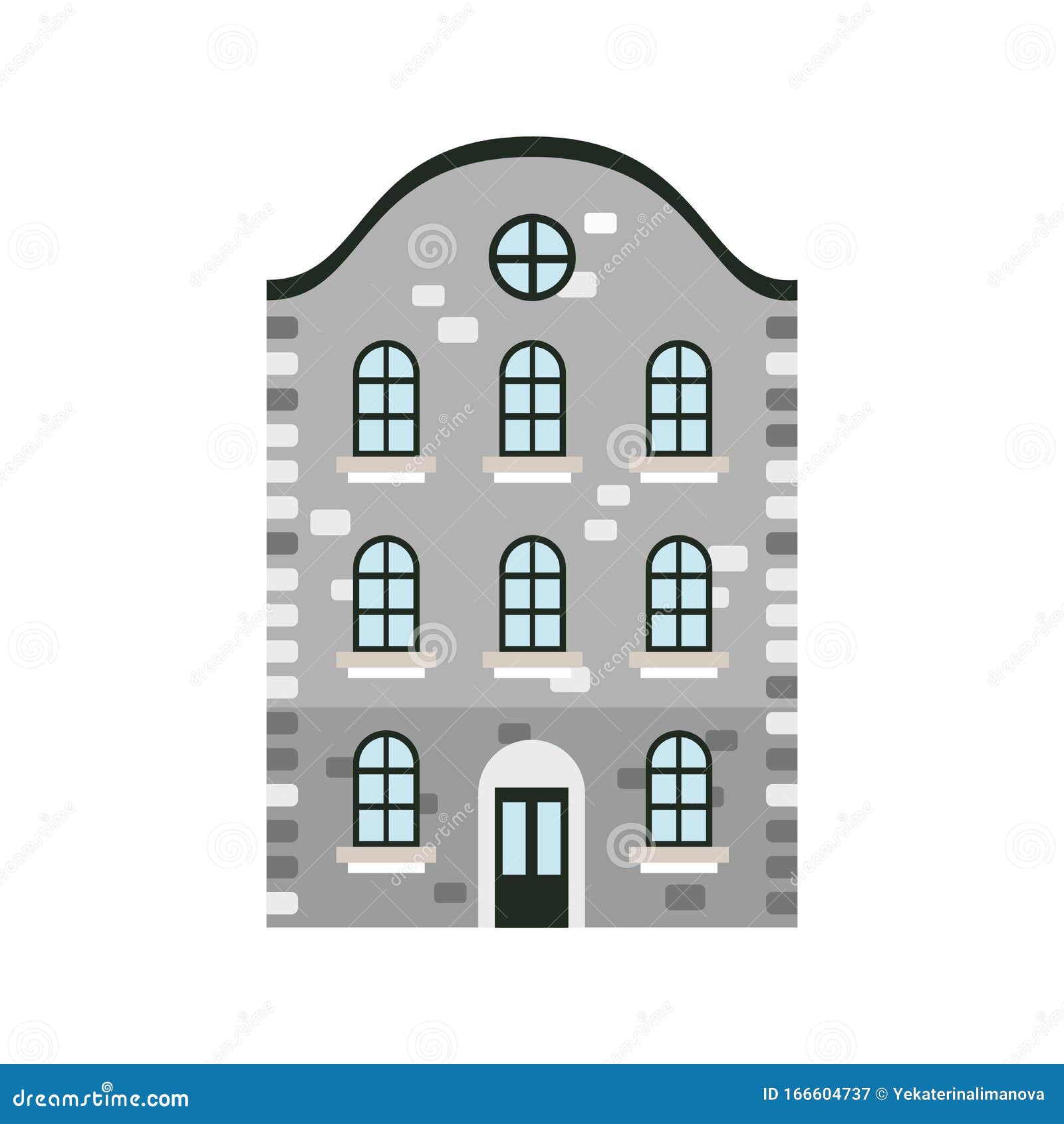 Grey brick house stock vector. Illustration of dutch - 166604737