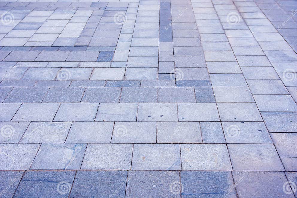 Grey Brick Pavement in the City in Diagonal Stock Photo - Image of ...
