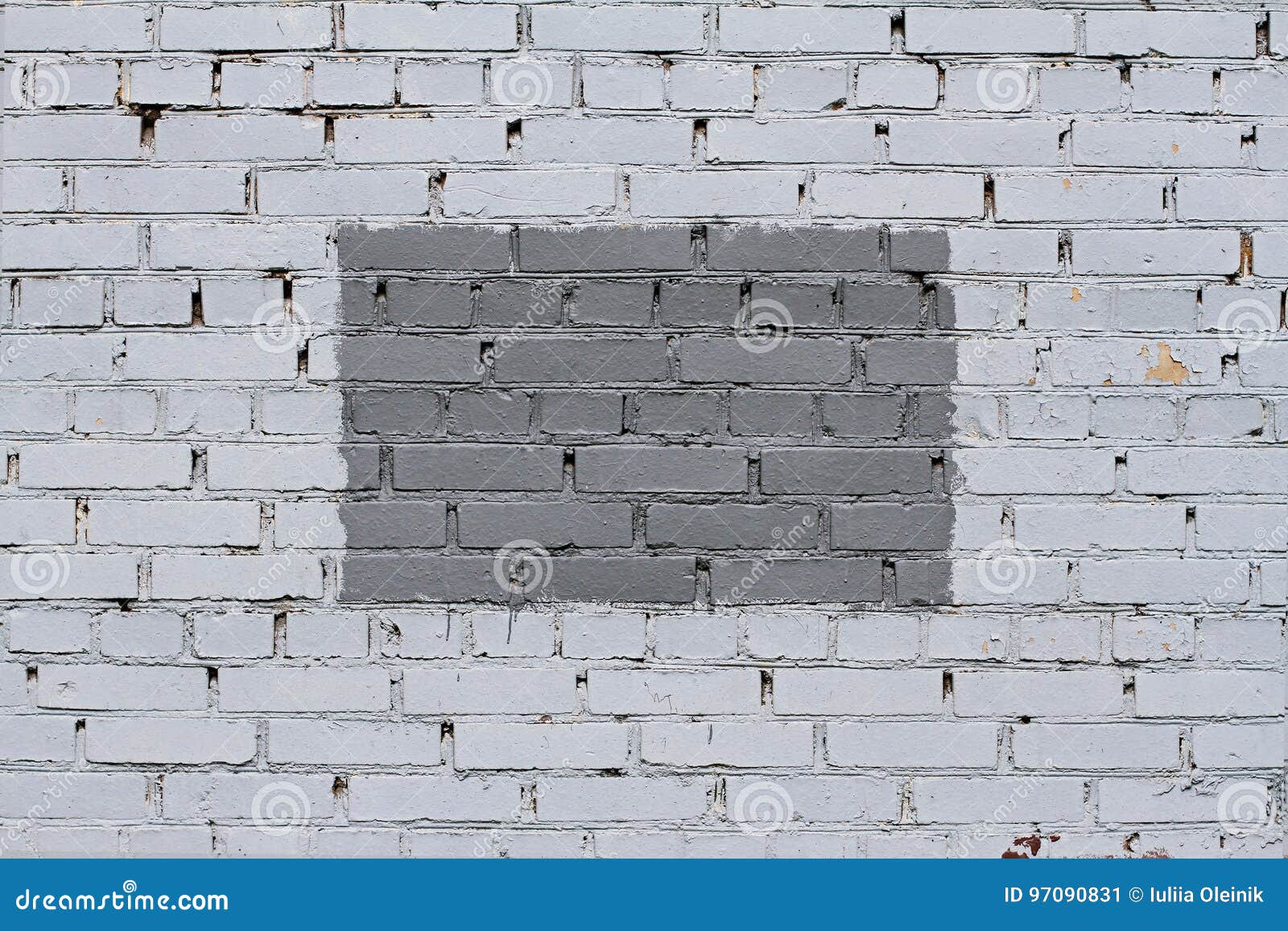Grey Brick Wall with Painted Splotch Stock Image - Image of detail ...