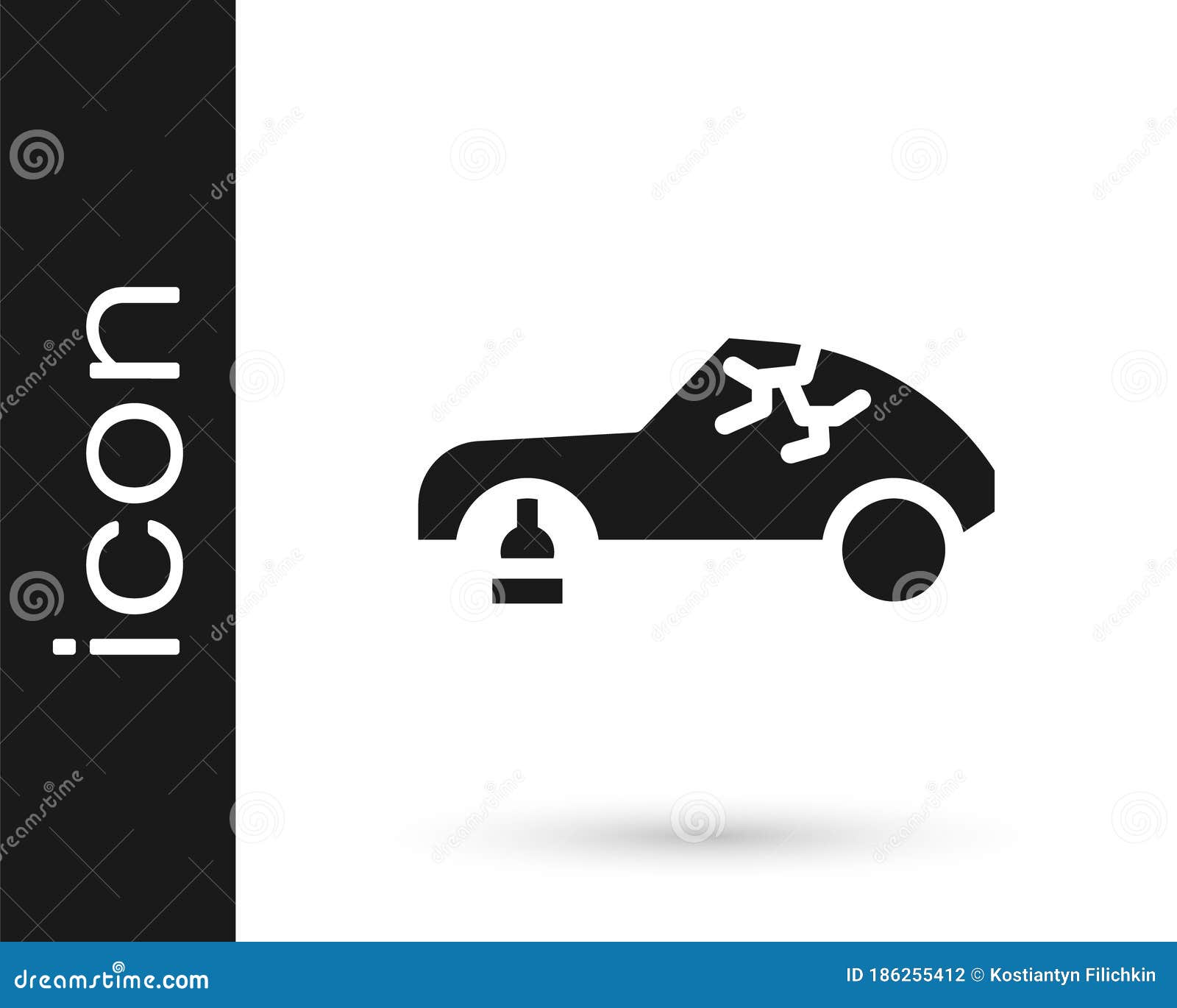 Grey Broken Car Icon Isolated on White Background. Car Crush Stock ...