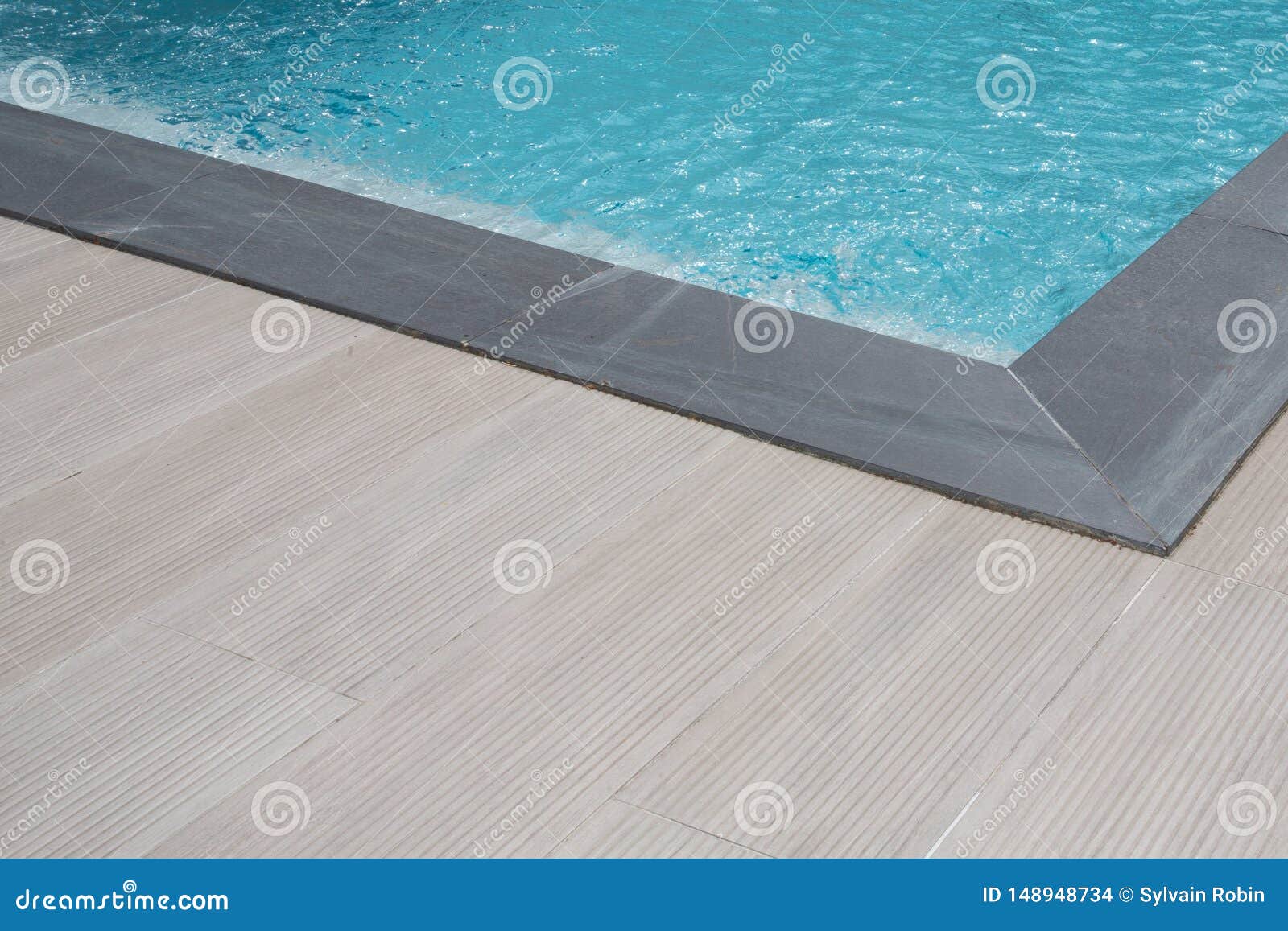 Grey Brown Corner Edge of a Swimming Pool Blue Water Stock Photo ...