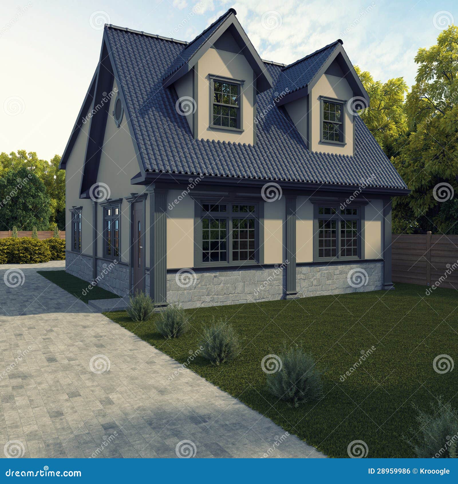 Grey building stock illustration. Illustration of lush - 28959986