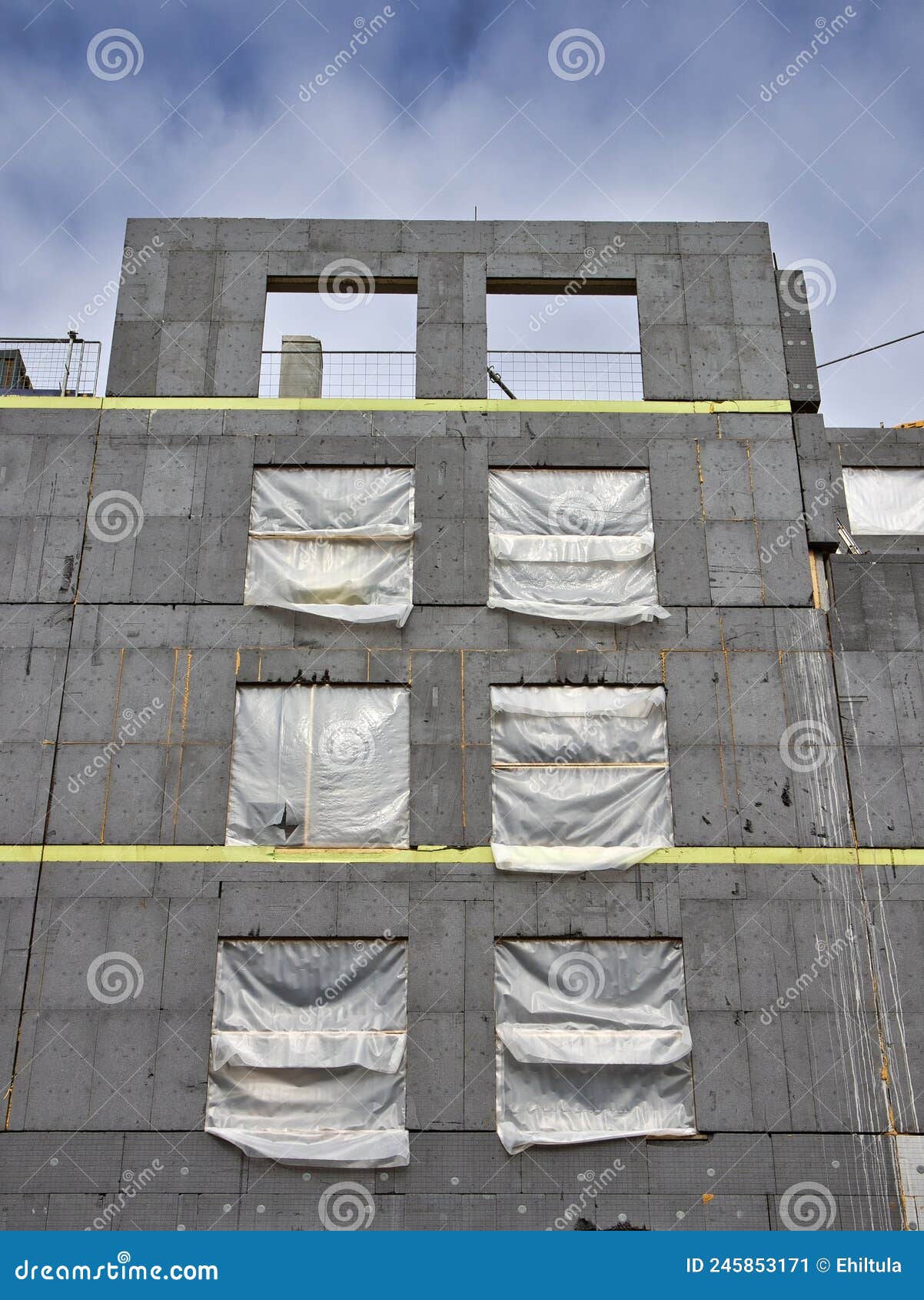 Grey Building Wall Under Construction Stock Image - Image of business ...
