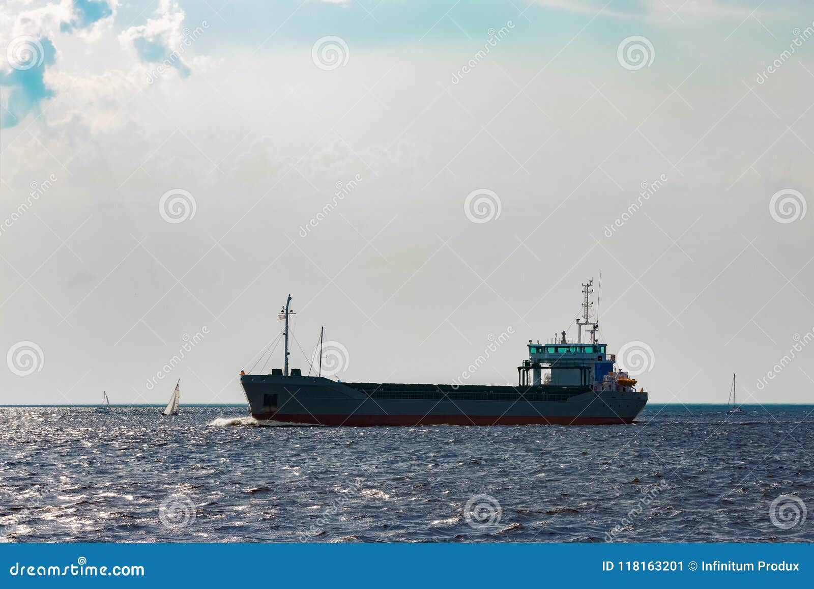 Grey cargo ship stock image. Image of delivering, latvia - 118163201