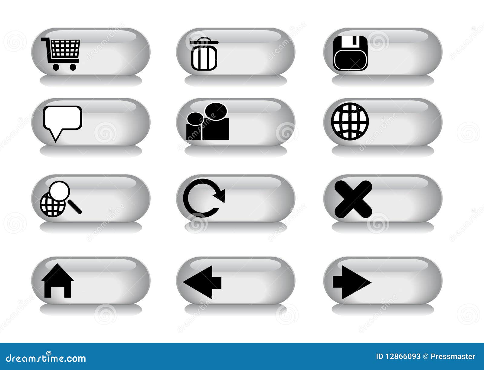Grey buttons with icons stock illustration. Illustration of design ...