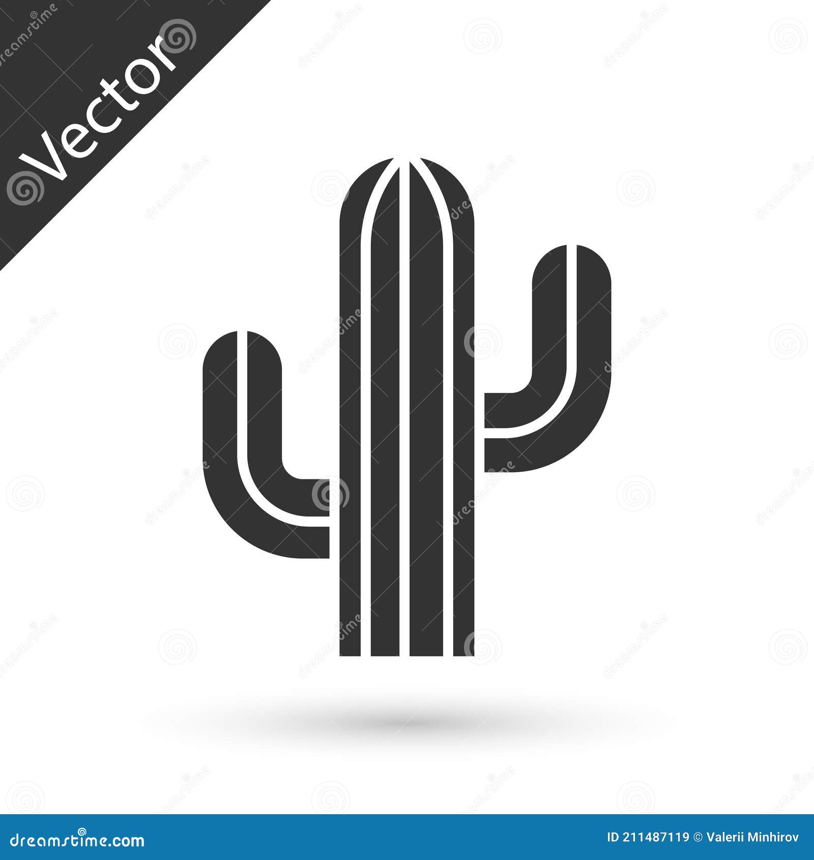Grey Cactus Icon Isolated on White Background. Vector Stock Vector ...