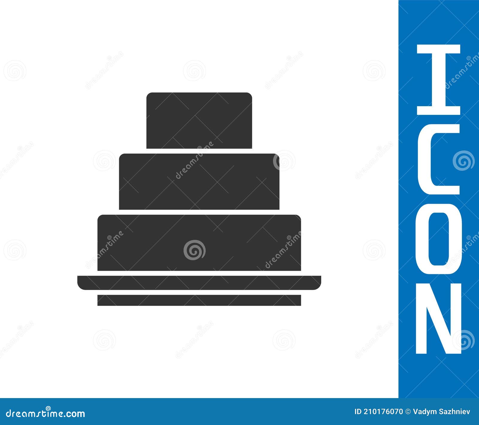 Grey Cake Icon Isolated on White Background. Happy Birthday Stock ...