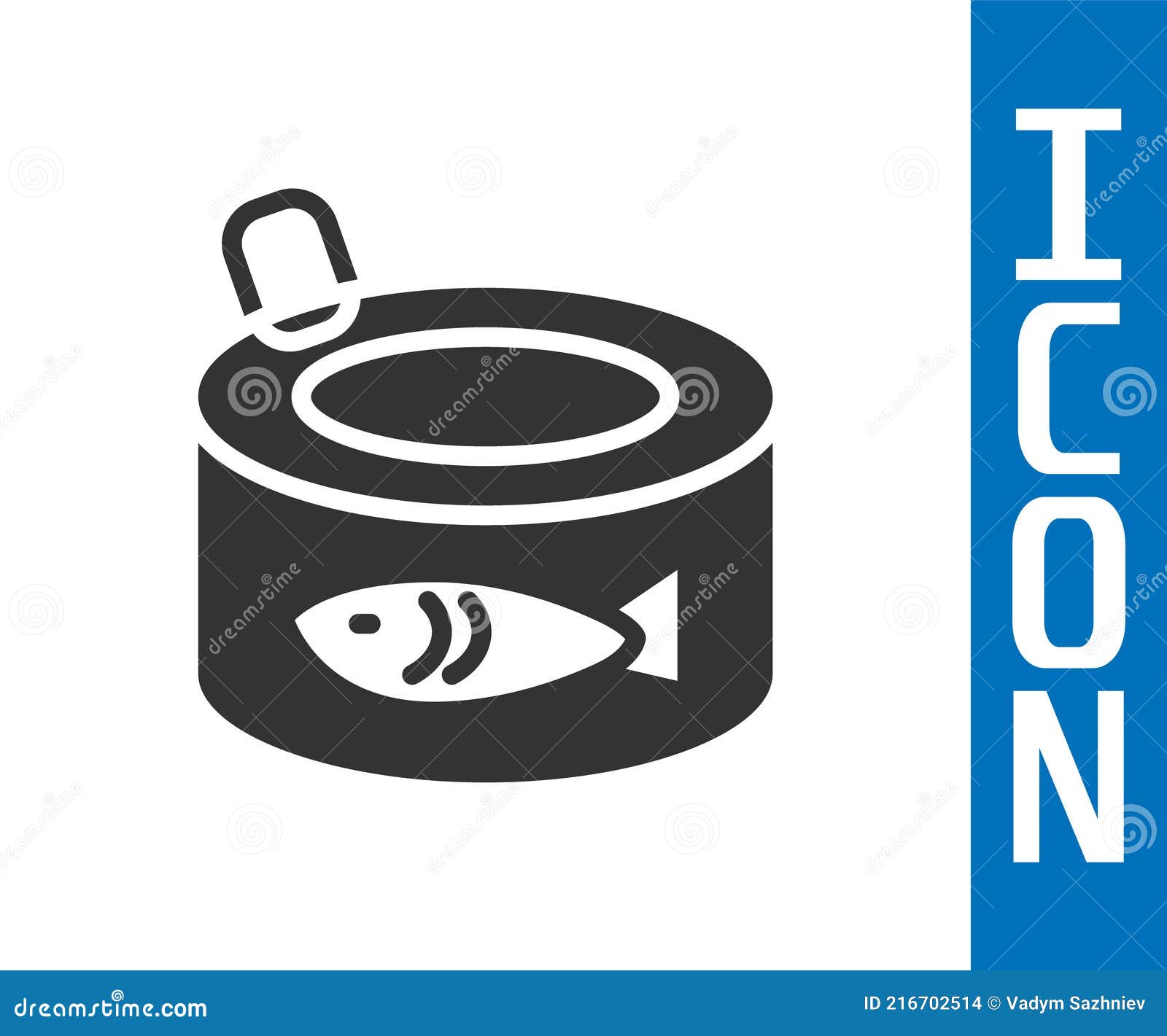 Grey Canned Fish Icon Isolated on White Background. Vector Stock Vector ...