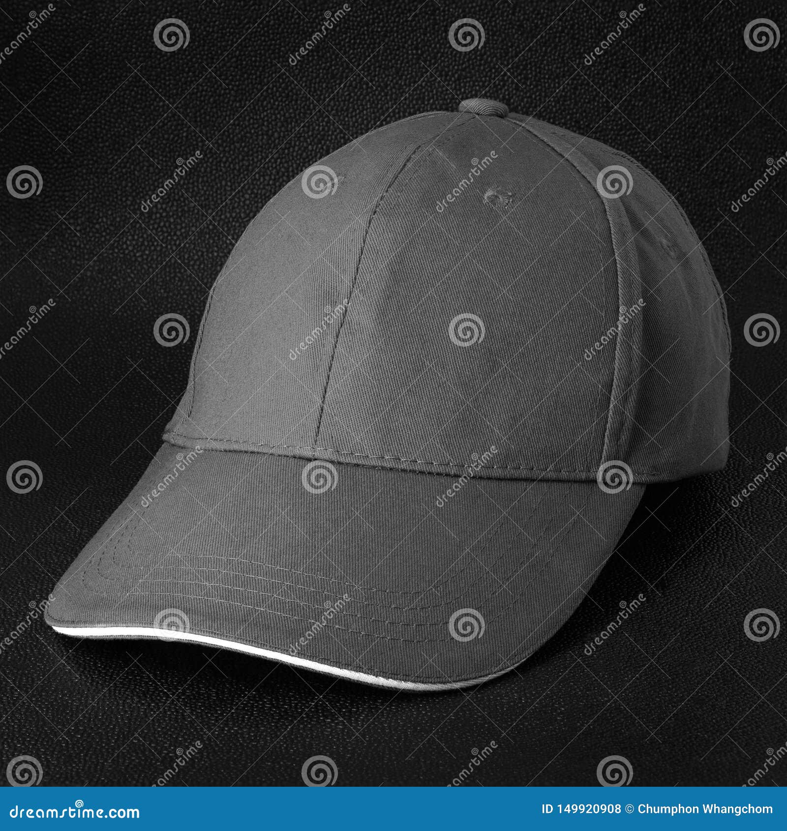 Grey Cap on Dark Background. Template of Baseball Cap in Side View ...