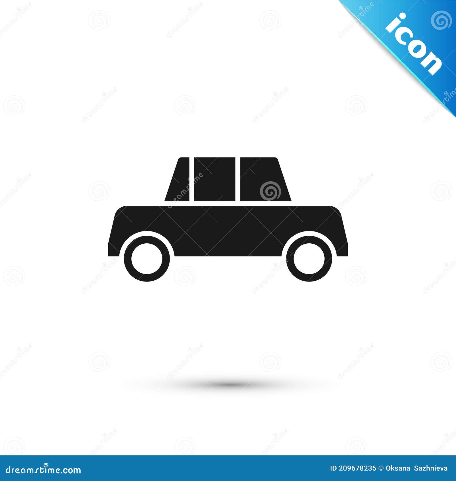 Grey Car Icon Isolated on White Background. Front View. Vector Stock ...