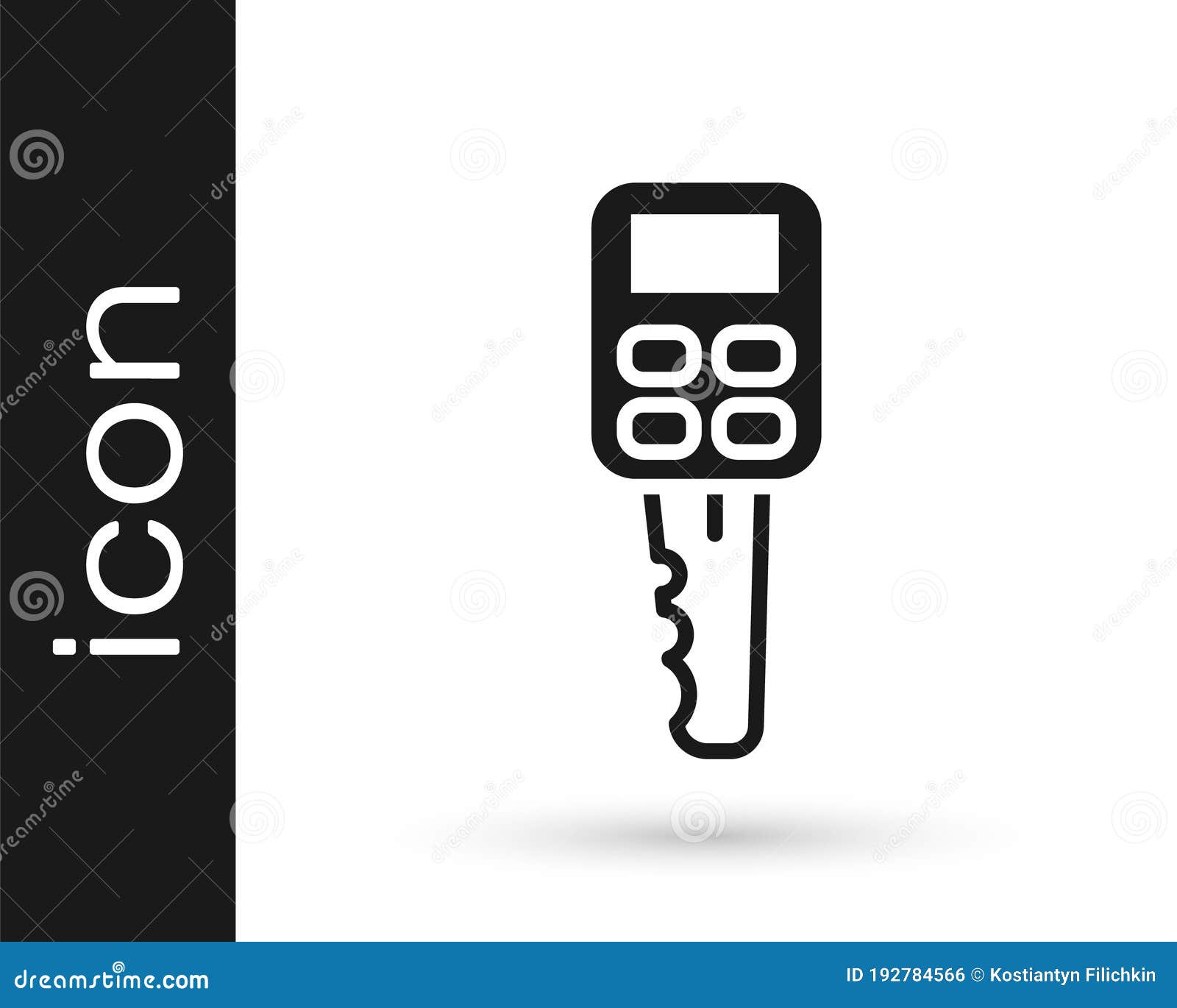 Grey Car Key with Remote Icon Isolated on White Background. Car Key and ...