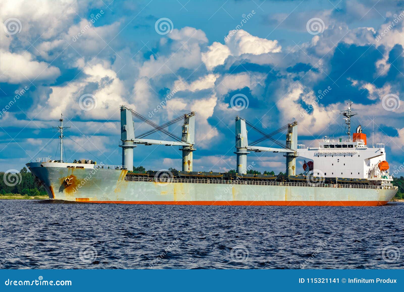 Grey bulker ship stock image. Image of clouds, marine - 115321141