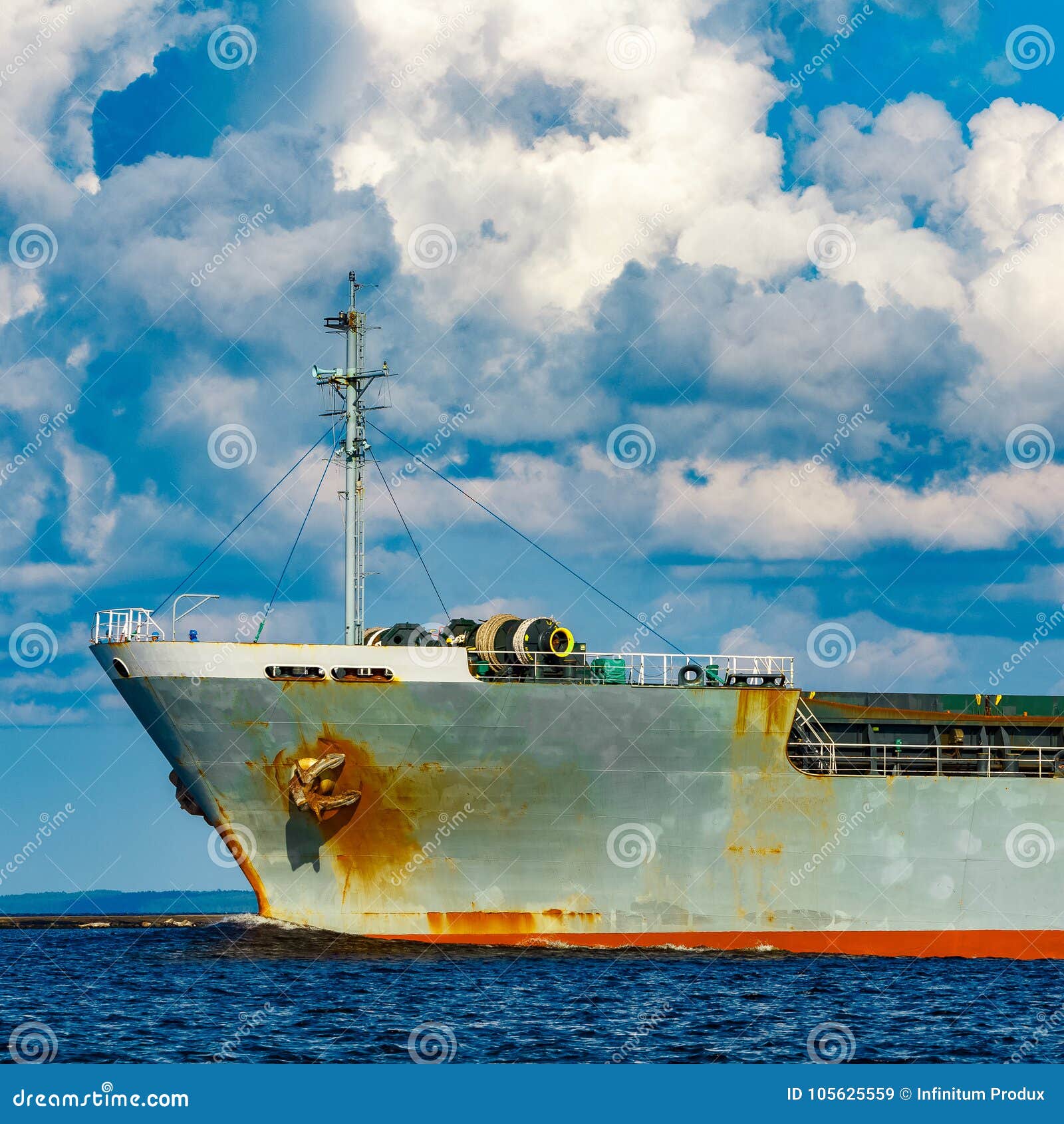 Grey bulker ship stock image. Image of baltic, blue - 105625559