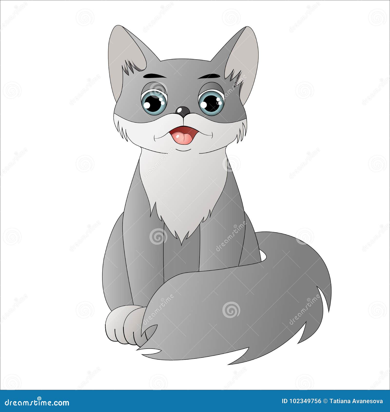 Grey cartoon cat stock illustration. Illustration of cute - 102349756