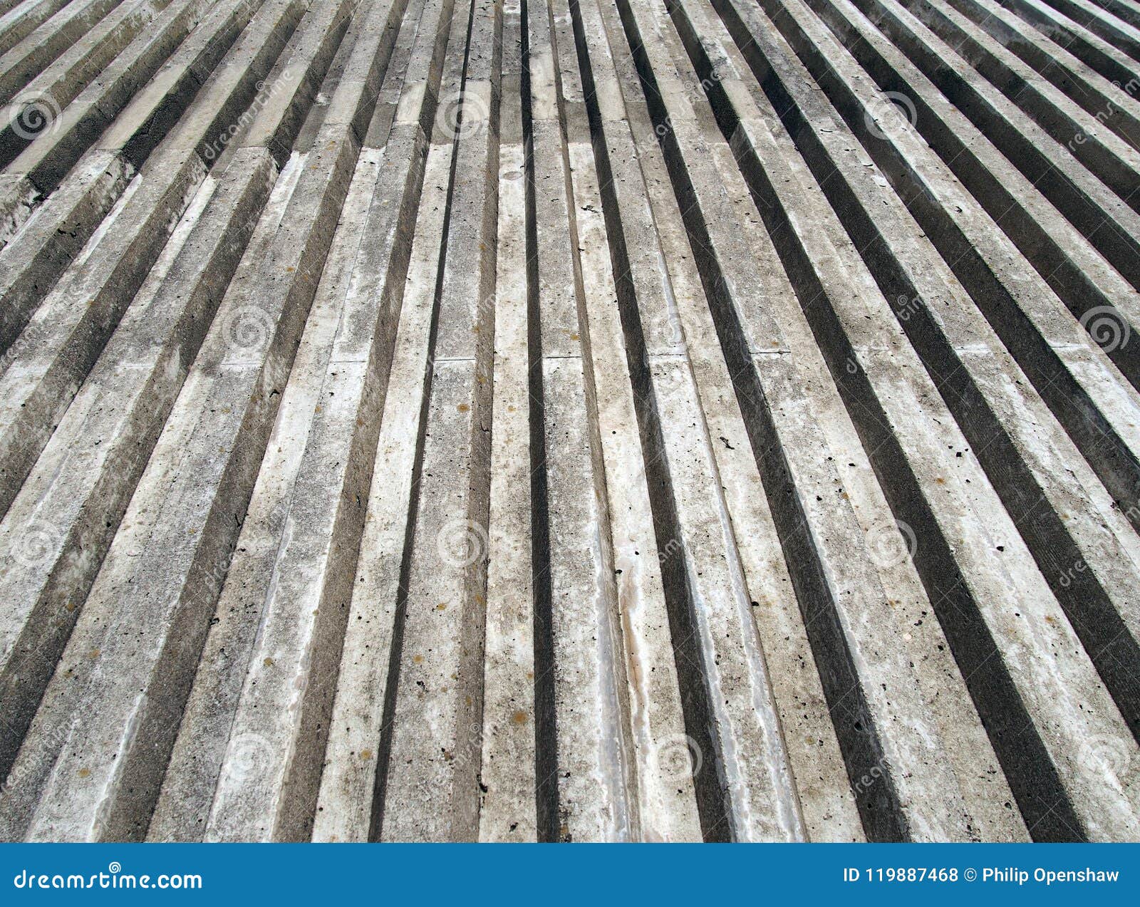 Grey Cast Concrete with Vertical Ribbed Texture with a Converging View ...