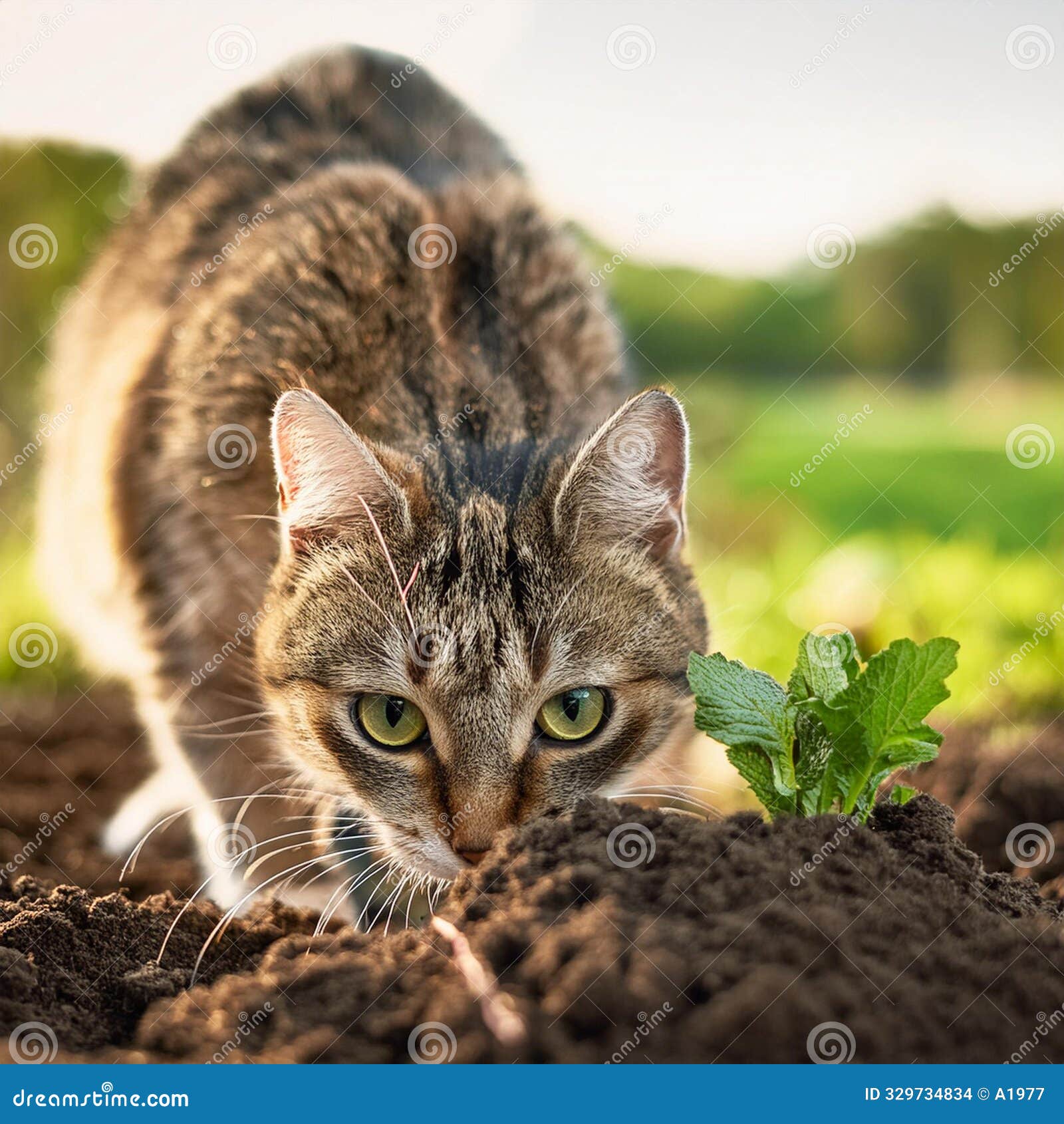 Grey Cat Digging, AI Generated Stock Illustration - Illustration of ...