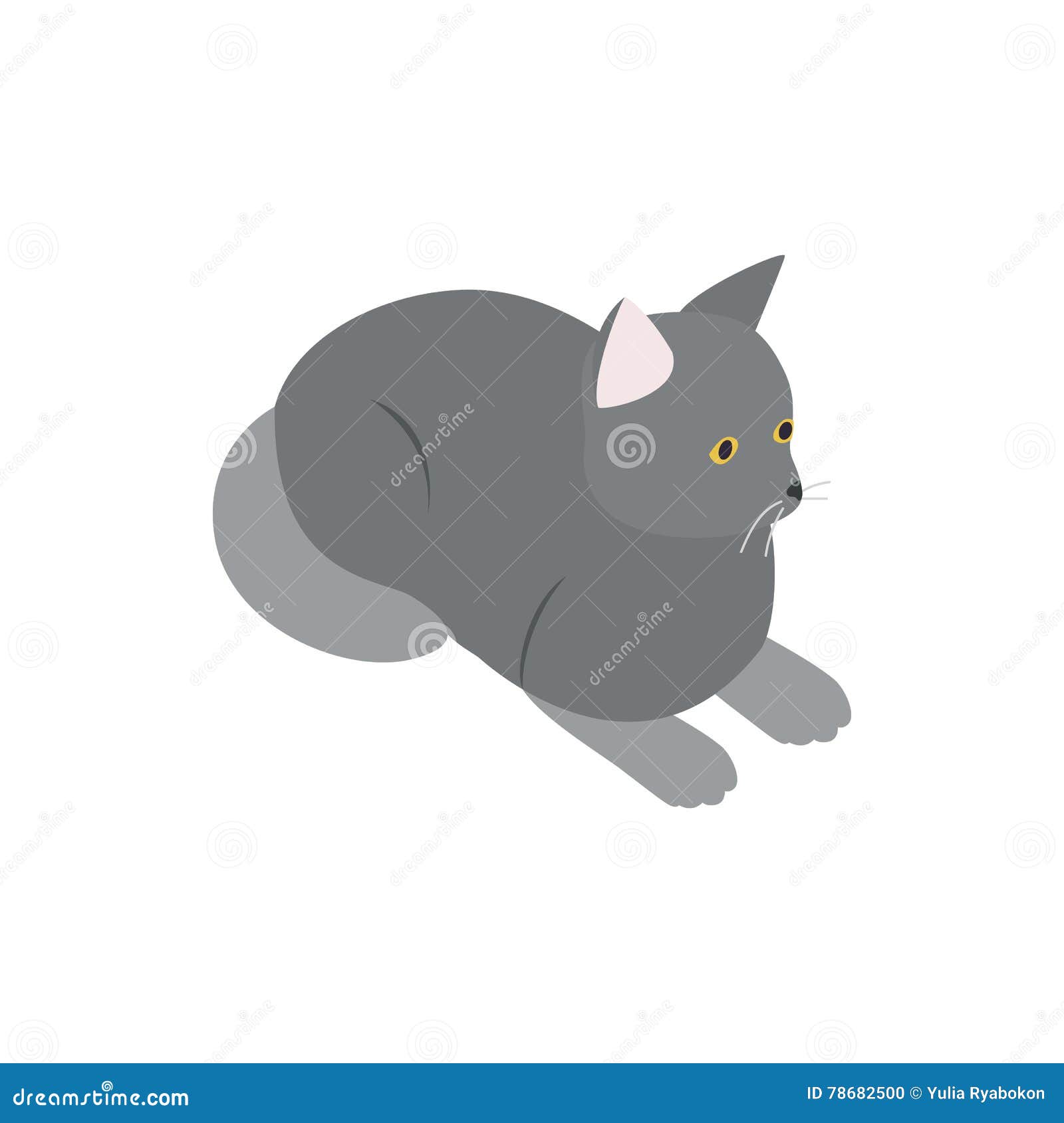 Grey Cat Icon, Isometric 3d Style Stock Vector - Illustration of grey ...