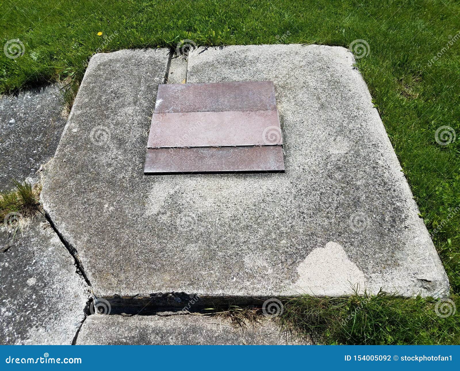 Grey Cement and Metal Structure and Green Grass Stock Photo - Image of ...