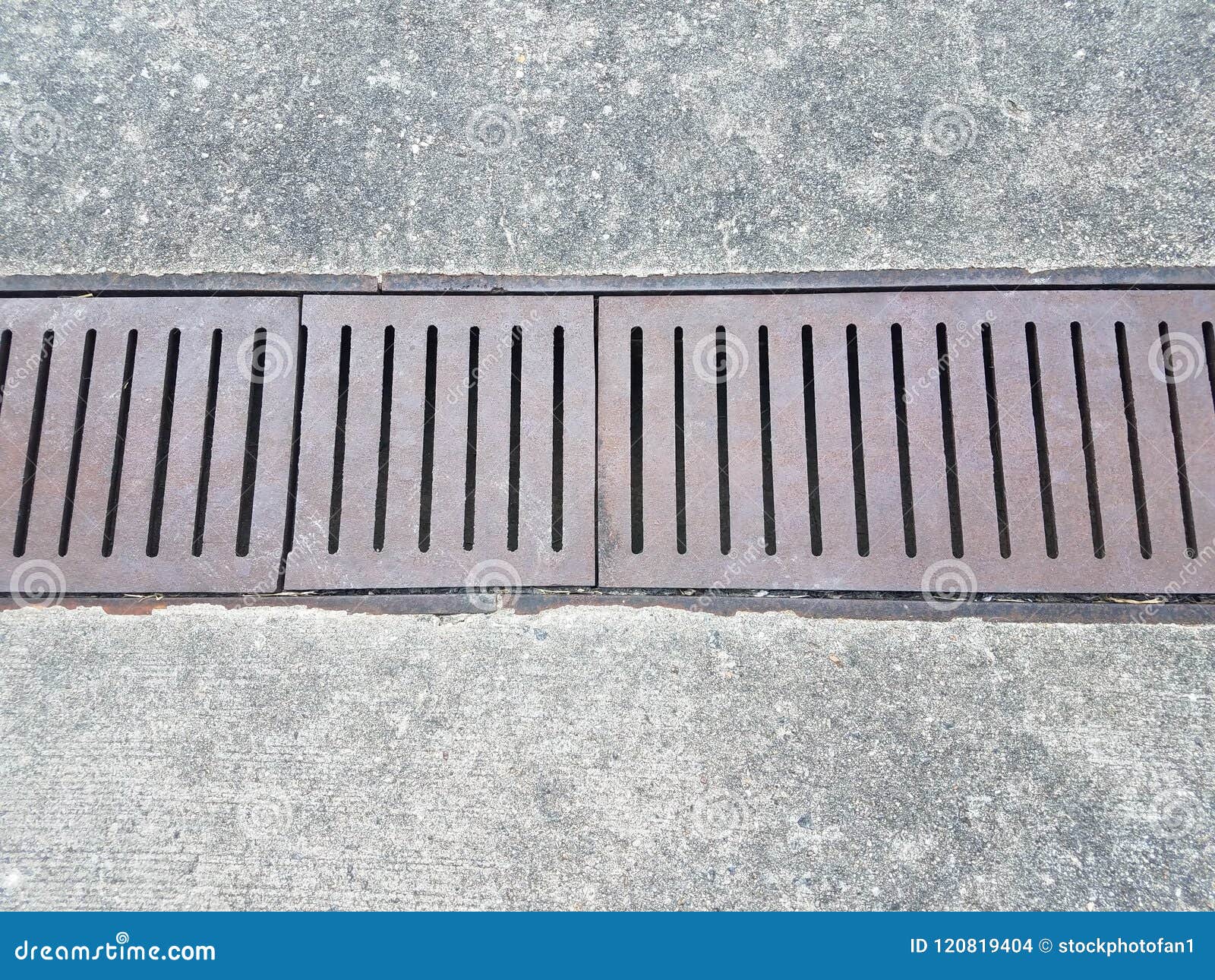 Grey Cement with Iron Drain Grate Stock Photo - Image of metal, drain ...