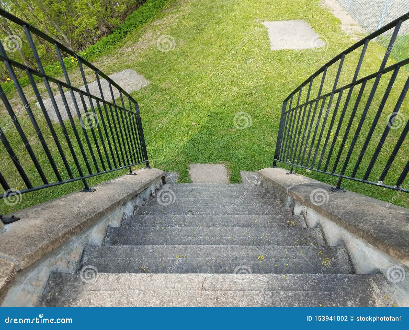 Grey Cement Steps or Stairs with Railing Stock Photo - Image of steps ...