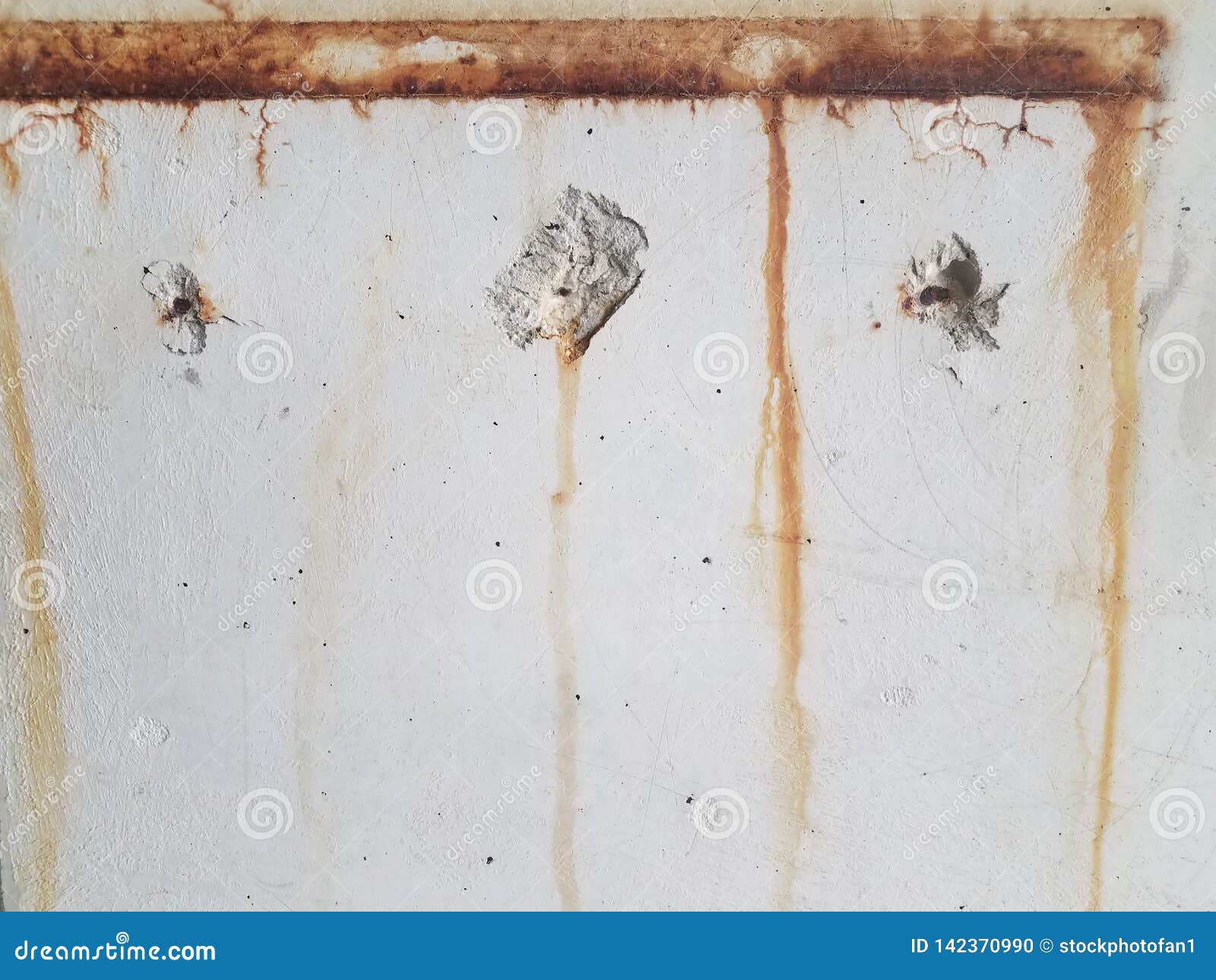 Grey Cement Wall with Red Rust Dripping Down Stock Photo - Image of ...