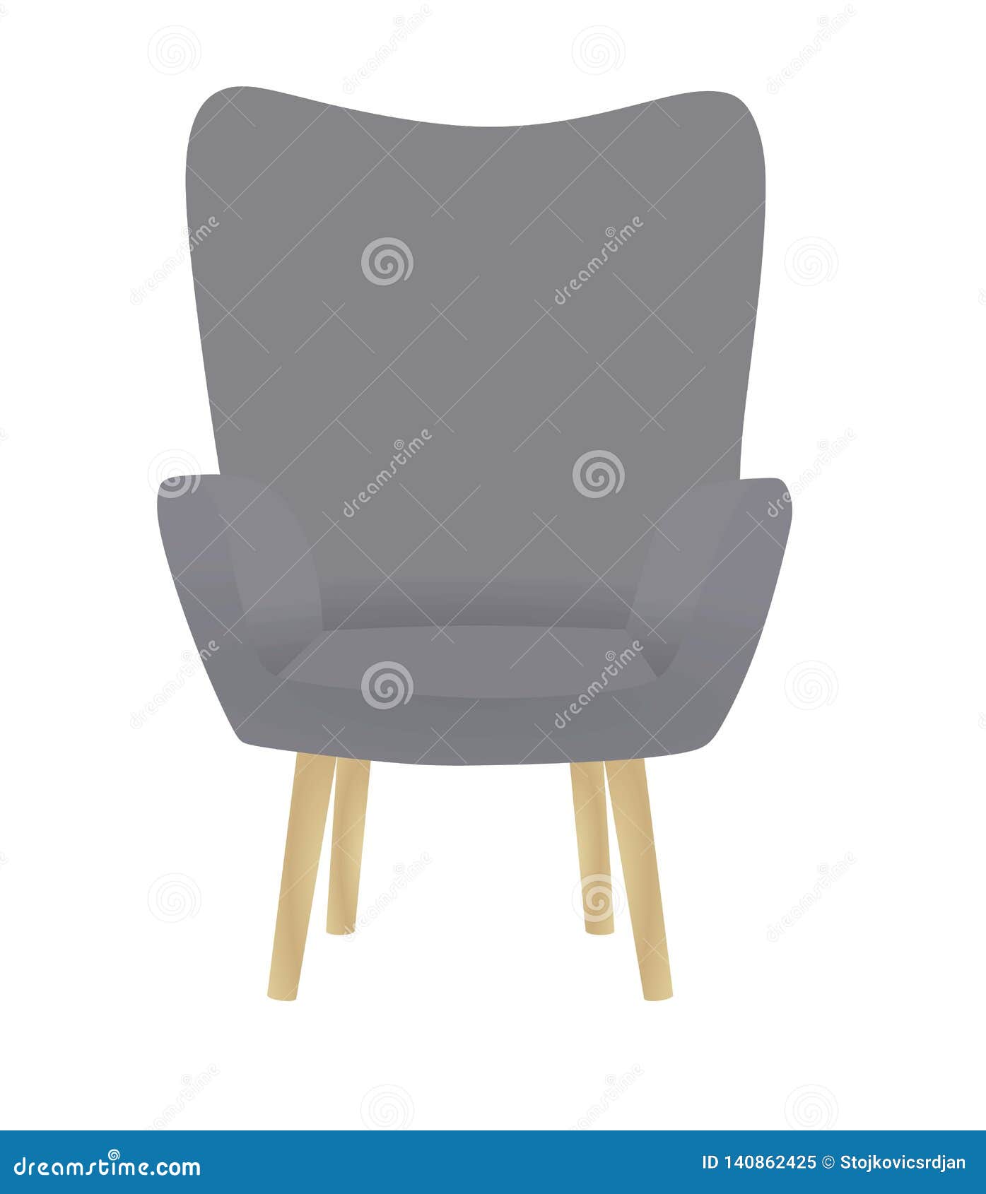 Grey chair, front view stock vector. Illustration of household - 140862425