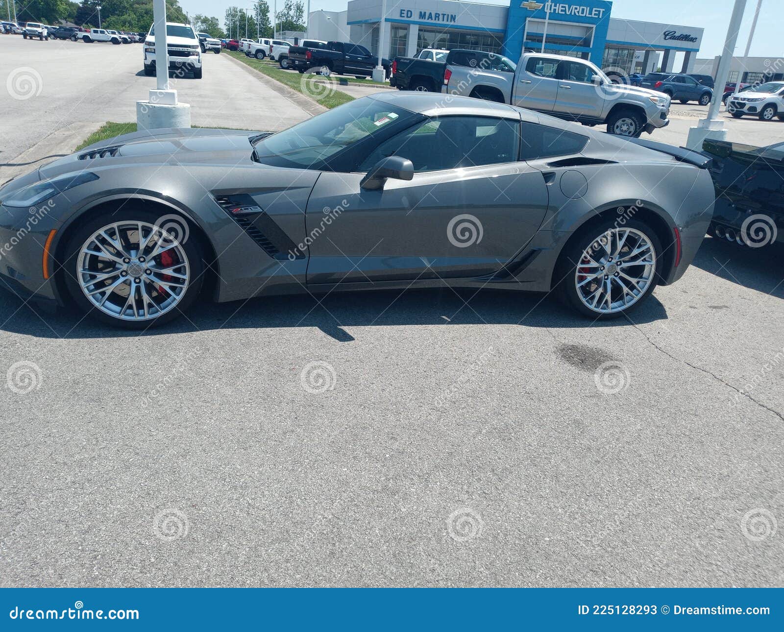 Grey Chevy corvette editorial stock photo. Image of wheel - 225128293