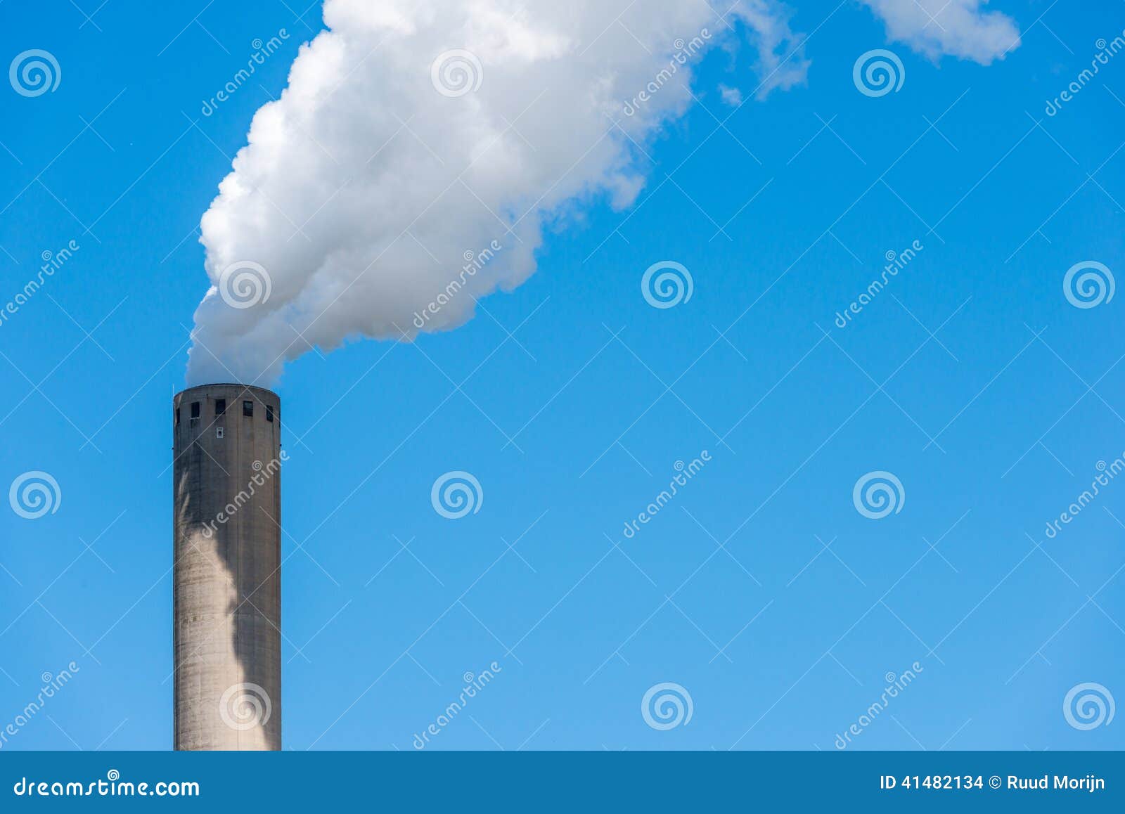 Grey Chimney with White Smoke Stock Photo - Image of industry ...