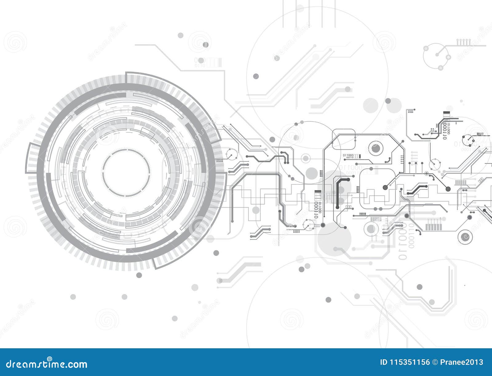 Grey Circuit Circle Technology Vector Background Stock Vector ...