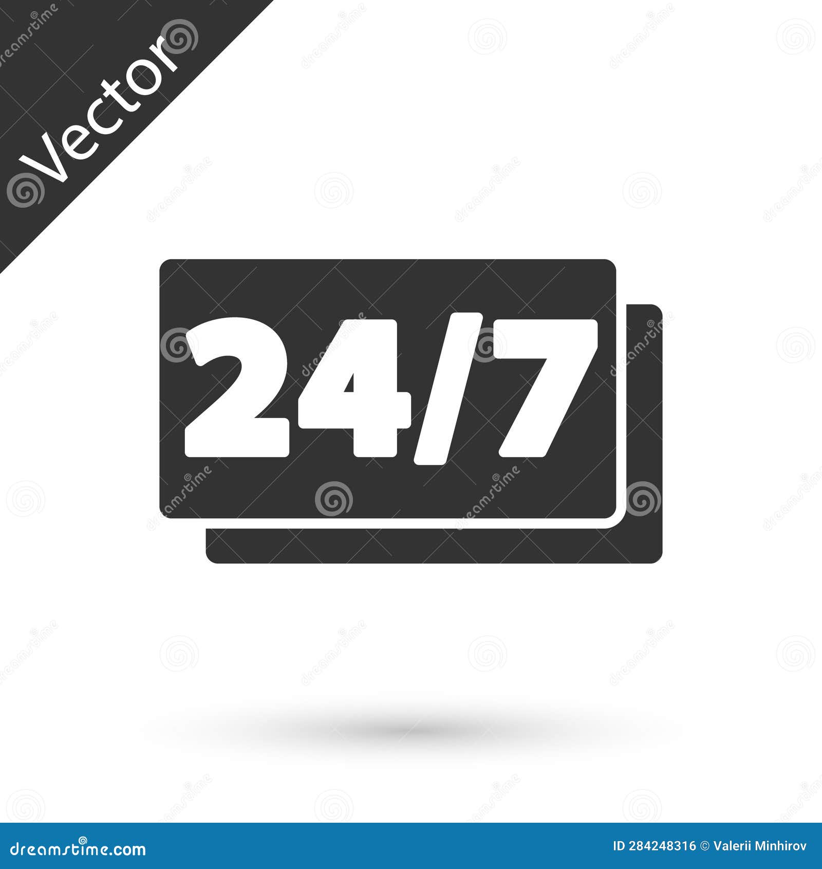 Grey Clock 24 Hours Icon Isolated on White Background. All Day Cyclic ...