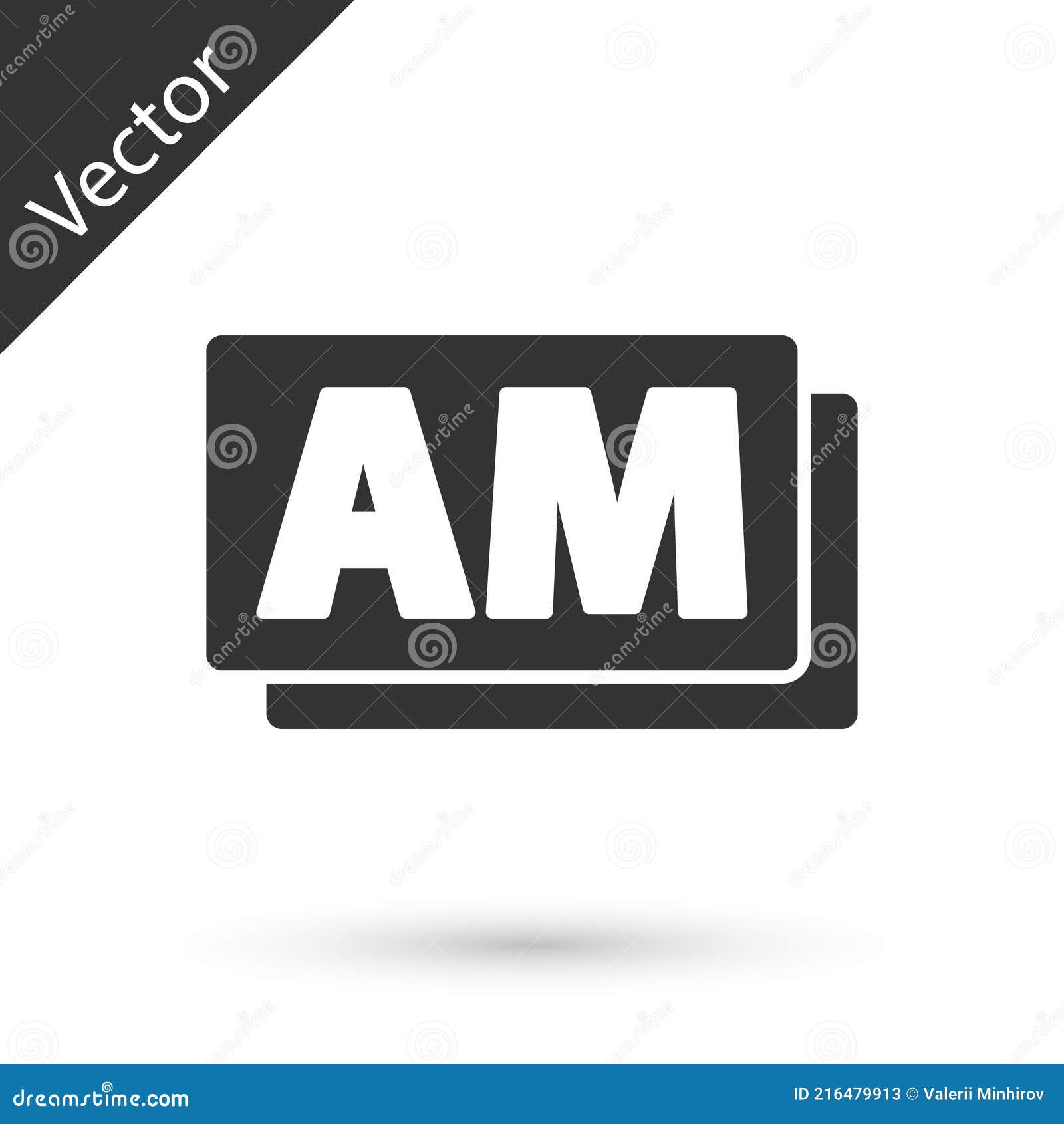 Grey Clock am Icon Isolated on White Background. Time Symbol Stock ...