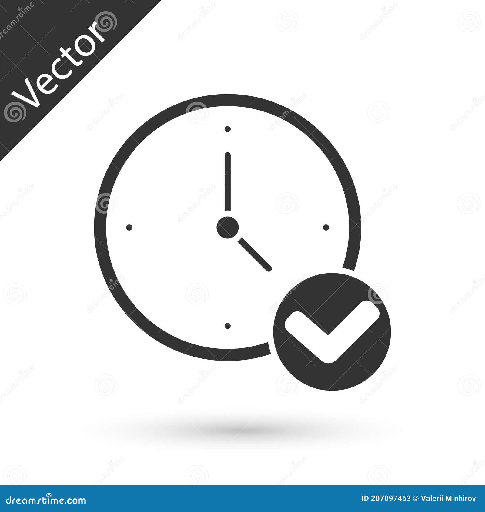 Grey Clock Icon Isolated on White Background. Time Symbol Stock ...