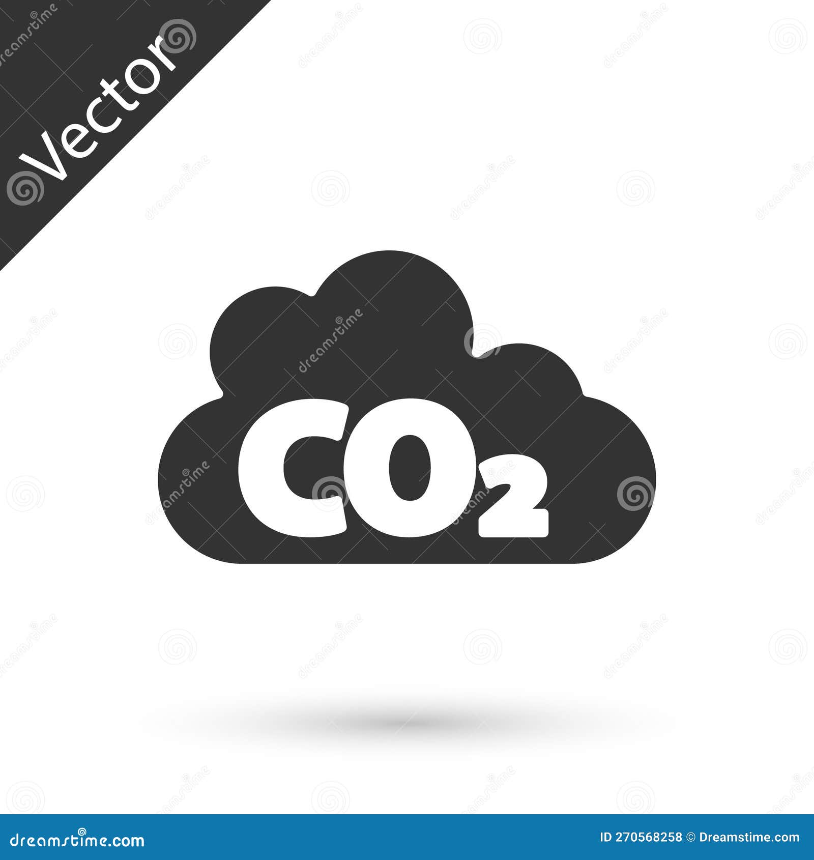 Grey CO2 Emissions in Cloud Icon Isolated on White Background. Carbon ...