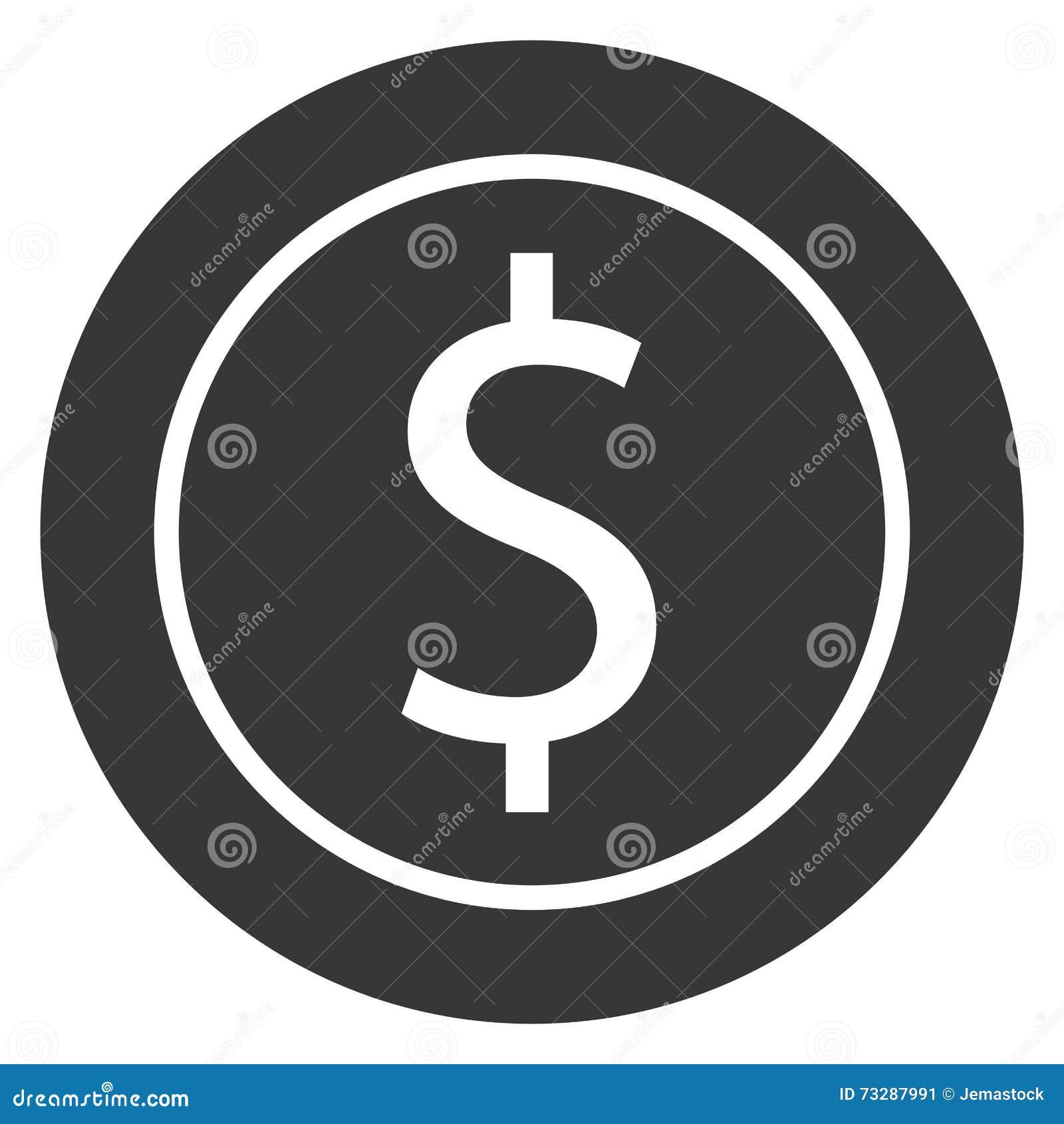 Grey coin with dollar sign stock illustration. Illustration of finance ...