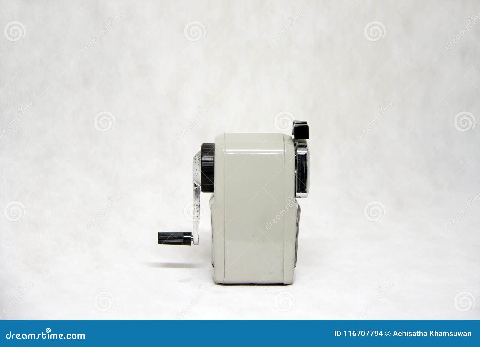 Grey Color of Pencil Sharpener Isolated on White Fabric Background ...