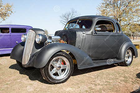 Grey Colored Hot Rod with Chrome Editorial Image - Image of hotrod ...