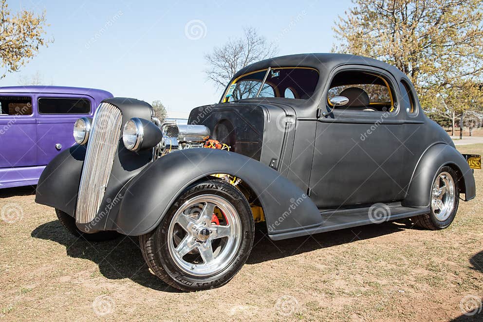 Grey Colored Hot Rod with Chrome Editorial Image - Image of hotrod ...