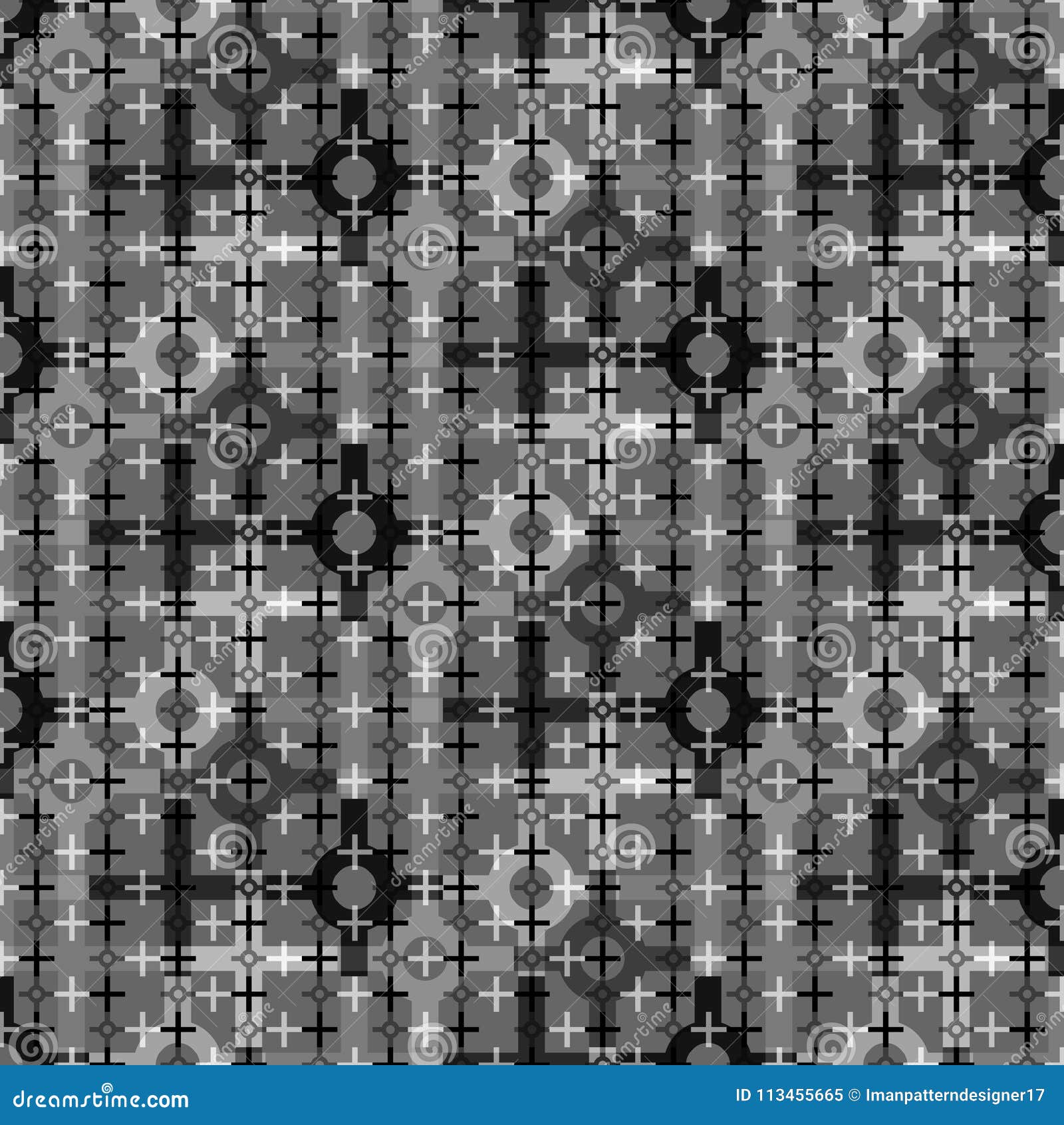 Grey Colors Futuristic Geometric Repeating Pattern Stock Vector ...