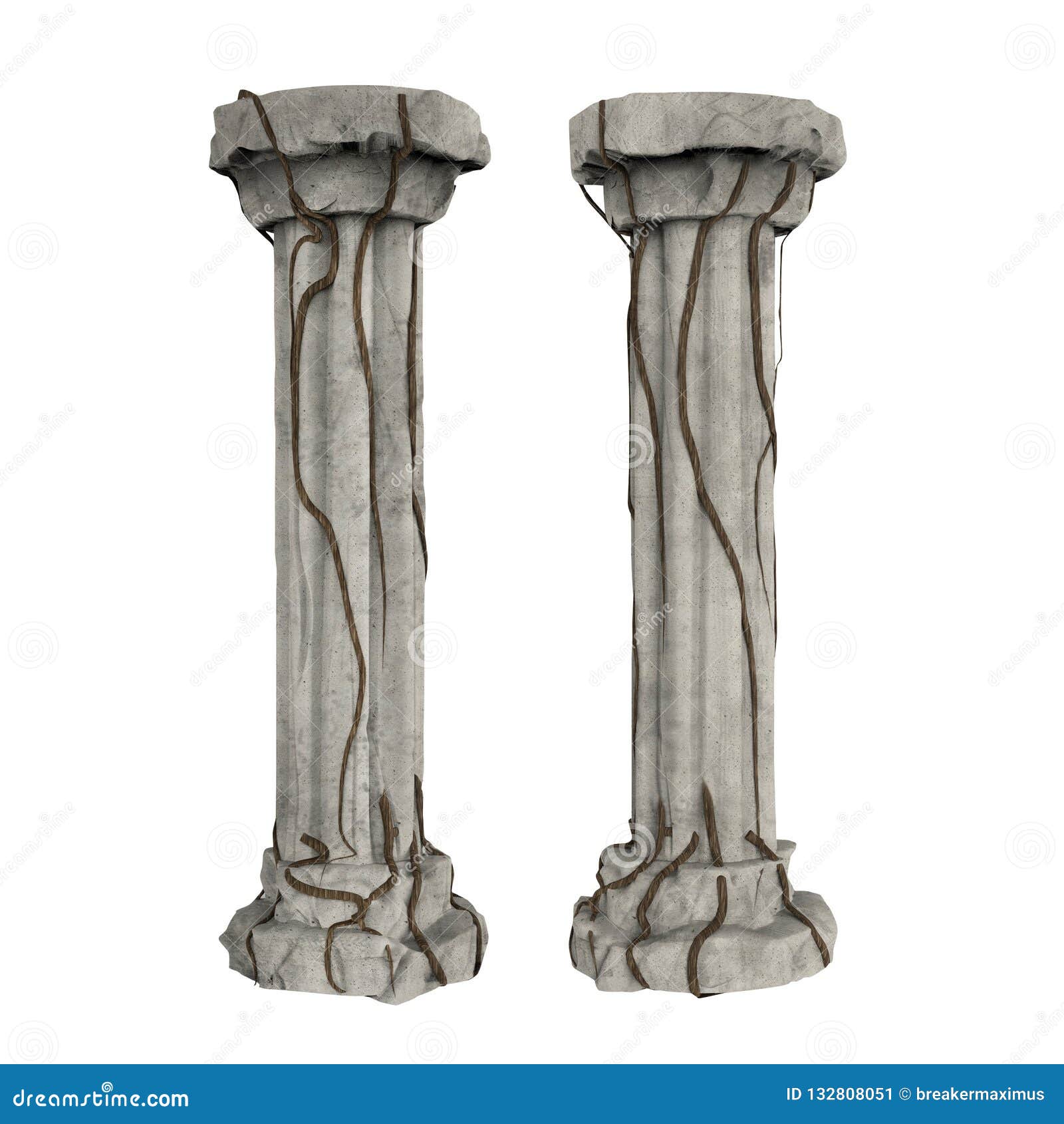 Grey Columns with Vine Isolated Stock Illustration - Illustration of ...