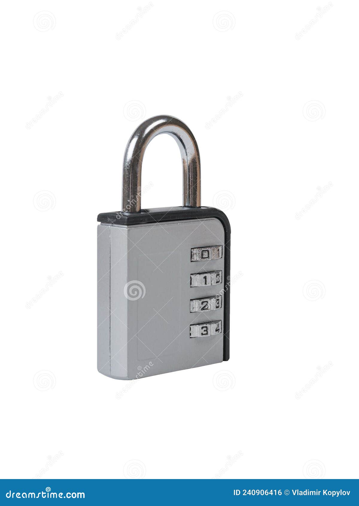 Grey Combination Lock Isolated on a White Background Stock Photo ...