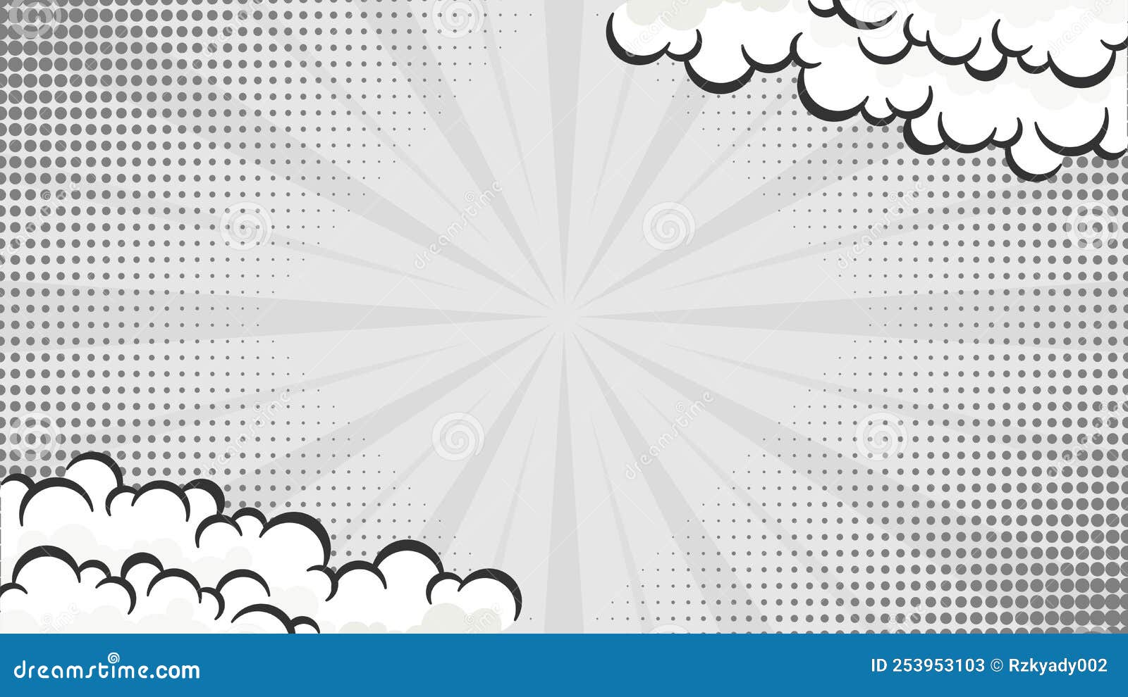 Grey Comic Abstrack Background Pop Art Book Or Poster Background With Halftone And Cloud Effect ...