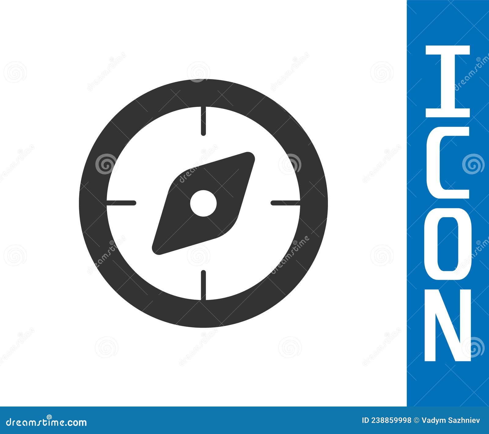 Grey Compass Icon Isolated On White Background Windrose Navigation