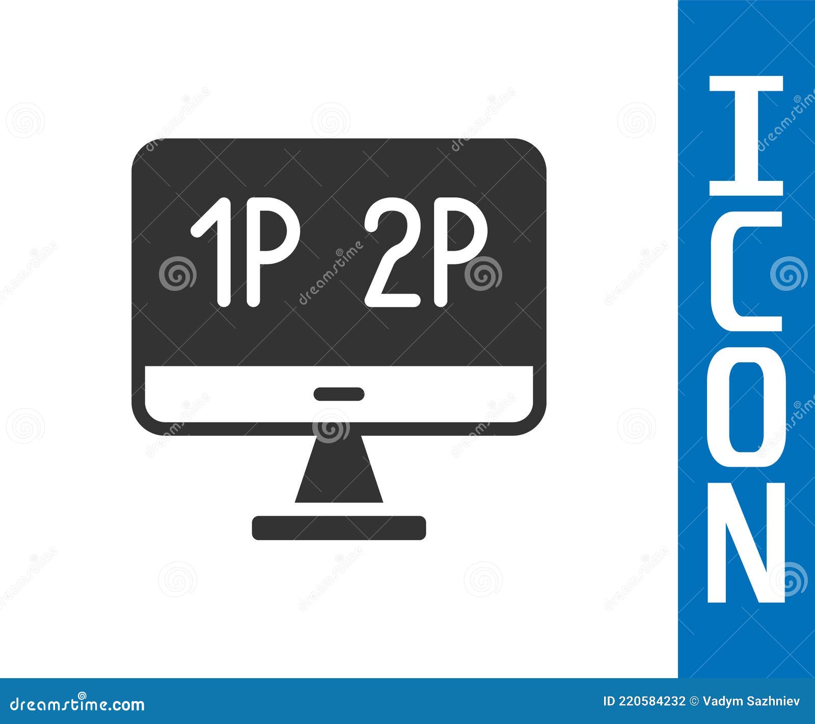 Grey Computer Monitor Screen Icon Isolated on White Background ...